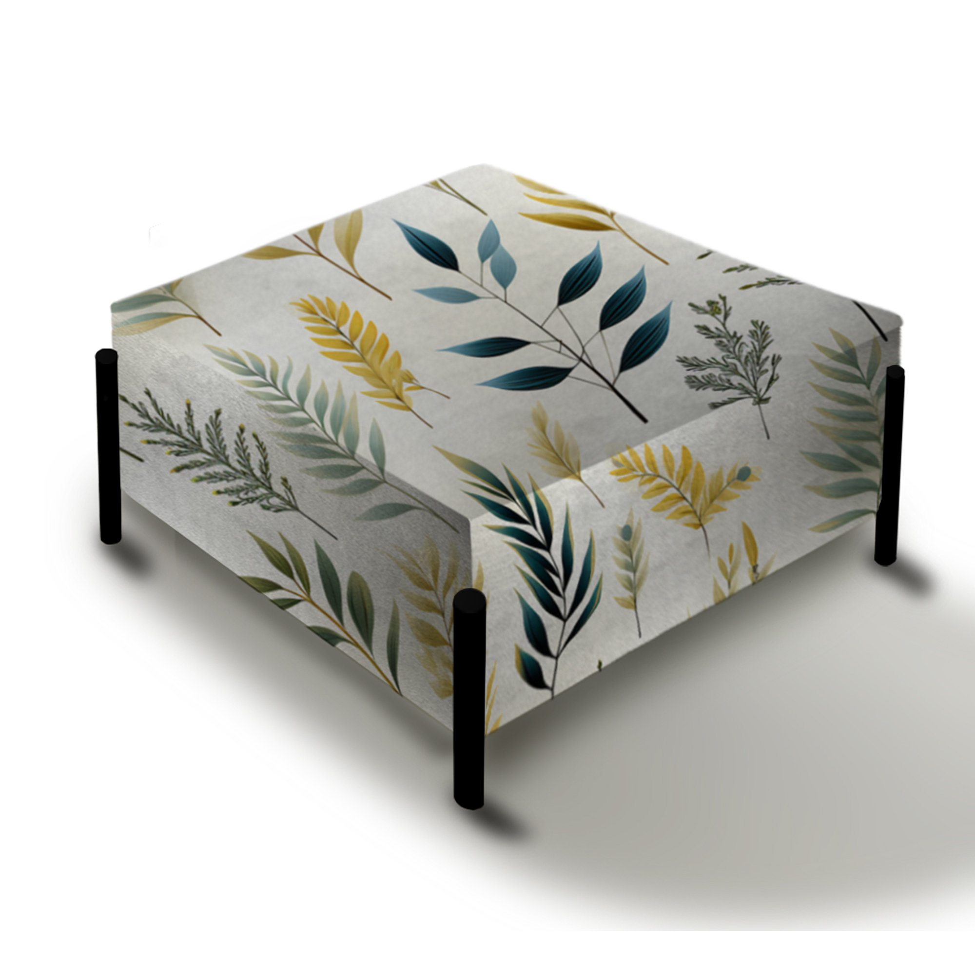 Design Art Tranquil Ferns Ii - Plants Large Square Ottoman | Wayfair