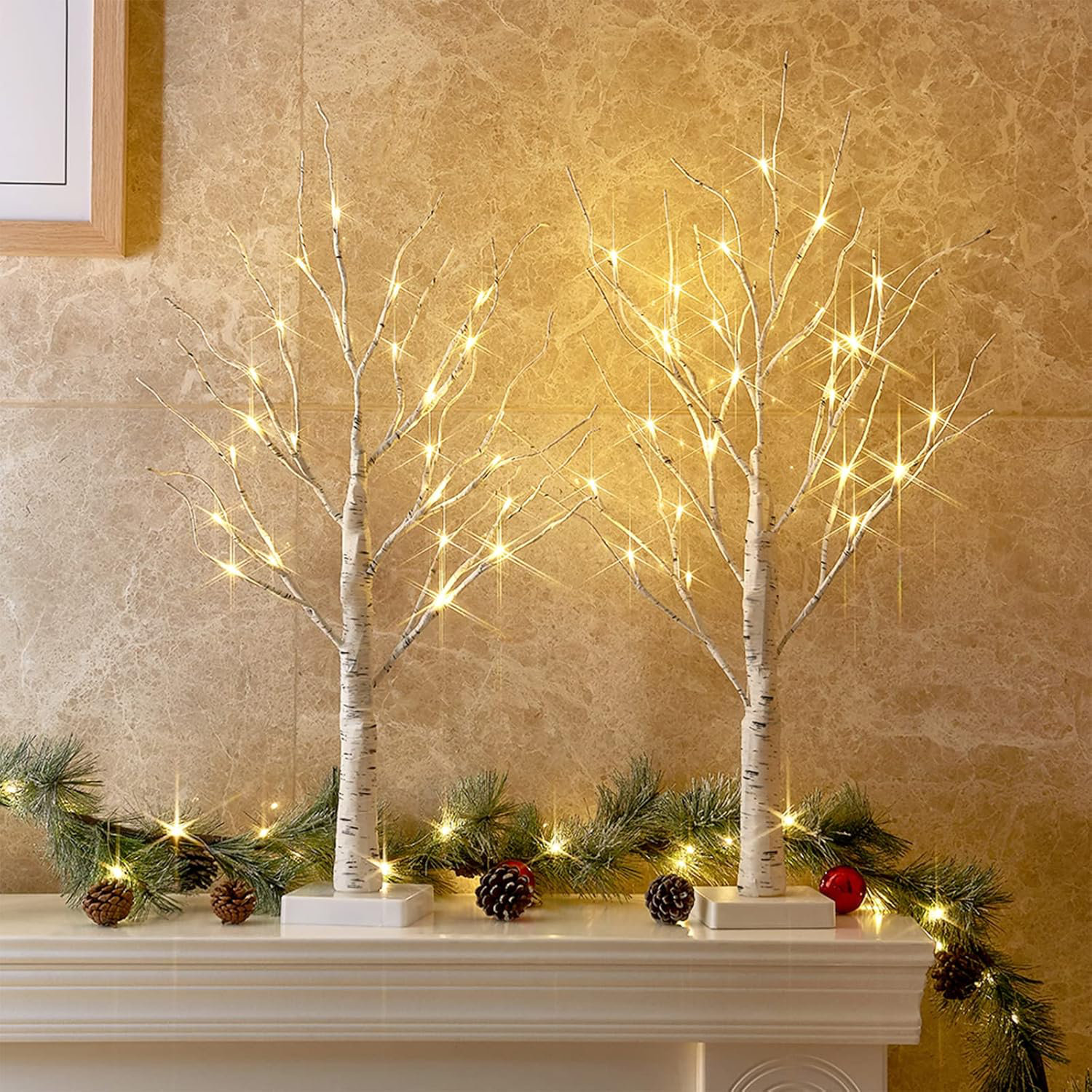 The Holiday Aisle® Warm White Lighted Birch Tree for Home Decor Indoor ...