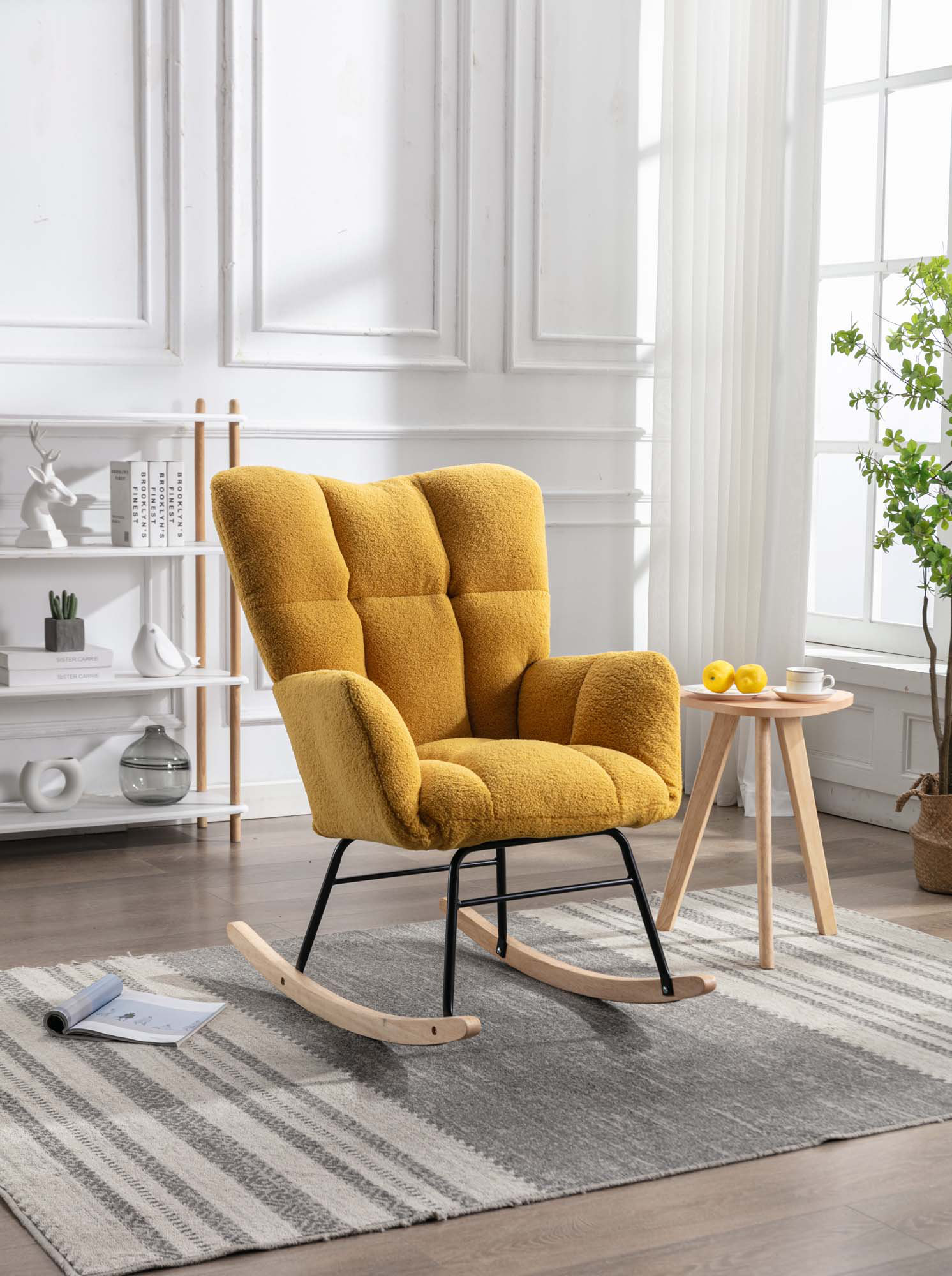 George Oliver Mid Century Modern Teddy Fabric Rocking Chair | Wayfair
