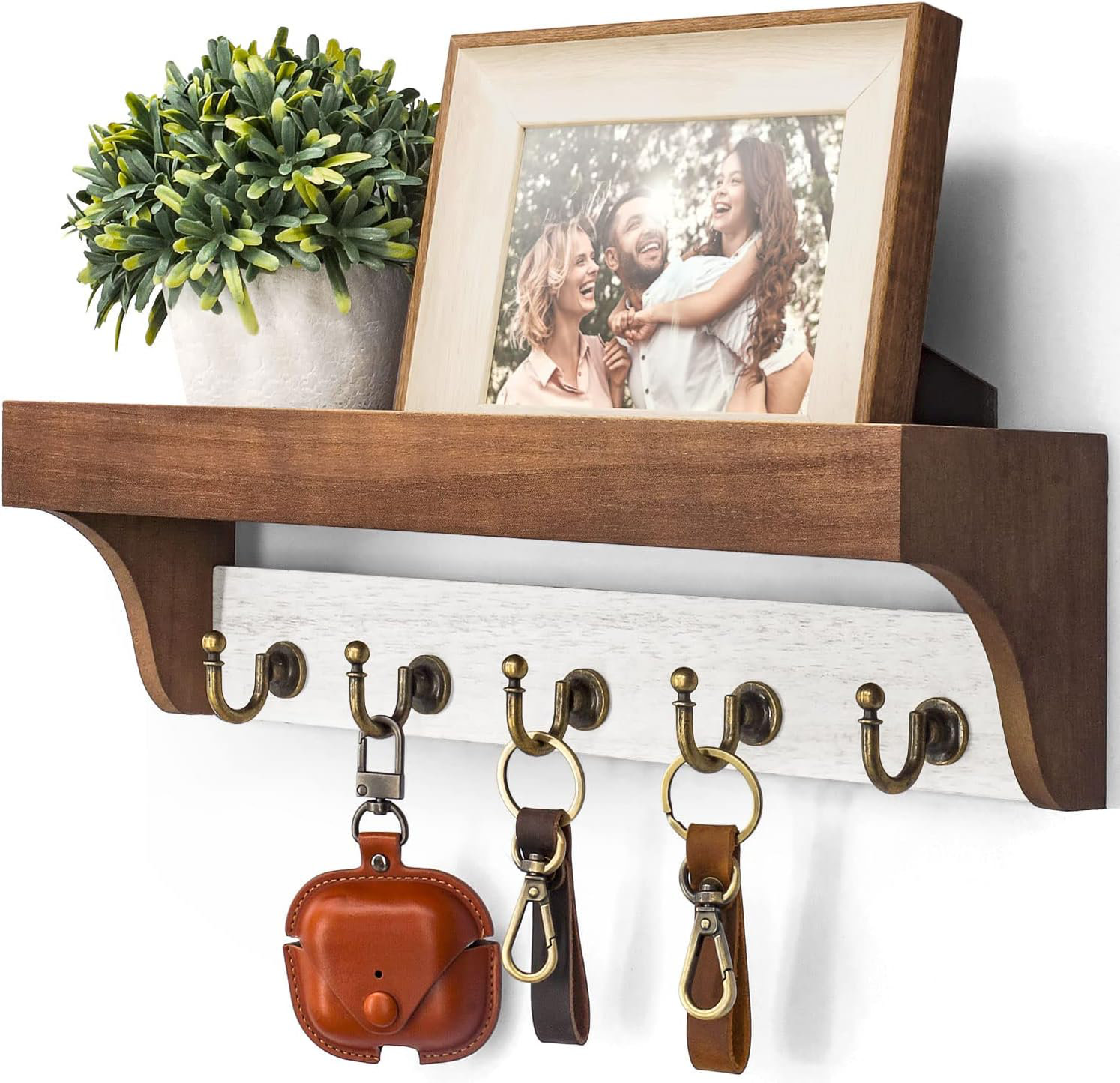 Lark Manor™ Wall Mount Key Holder With Shelf, Rustic Wooden Mail ...