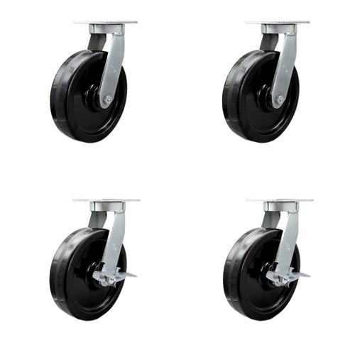 Service Caster Extra Heavy Duty Phenolic Wheel Swivel Caster Set with 2 ...