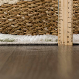 Ebern Designs Bowland Abstract Design Modern Green/Beige Area Rug ...