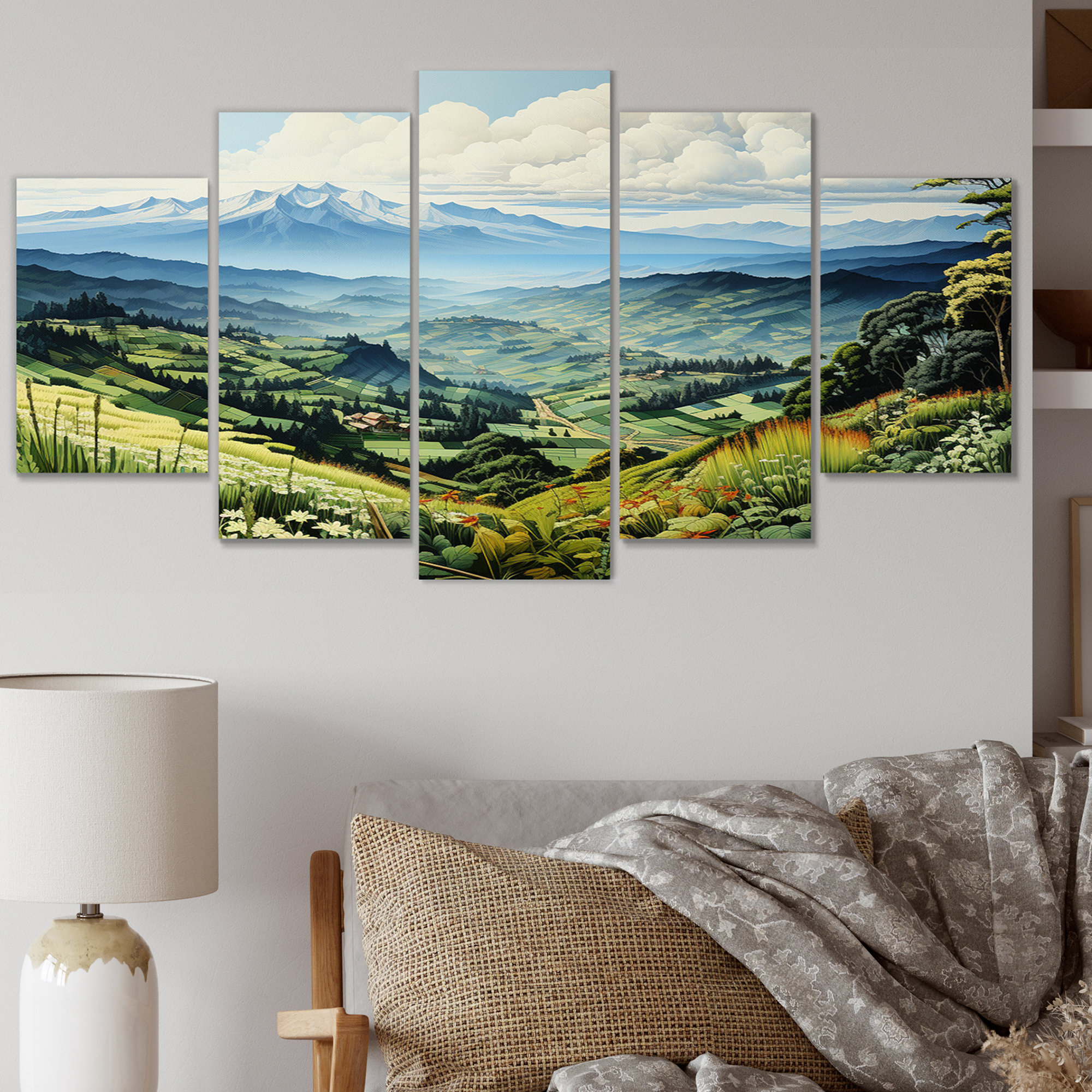 Millwood Pines Countryside Mountain Vista Patchwork I On Canvas 5 ...