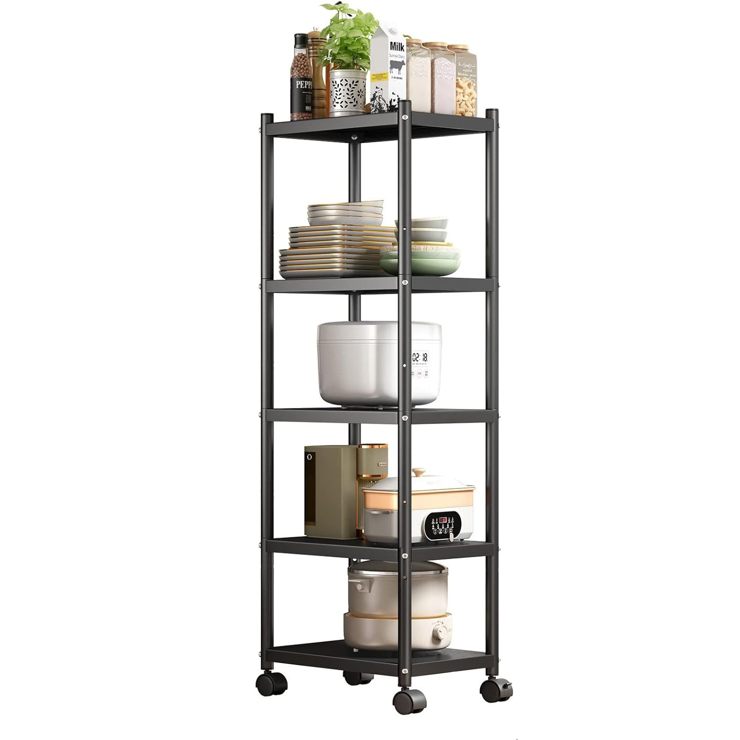 Rebrilliant Rubbina 17'' W Steel Storage Rack with Wheels | Wayfair