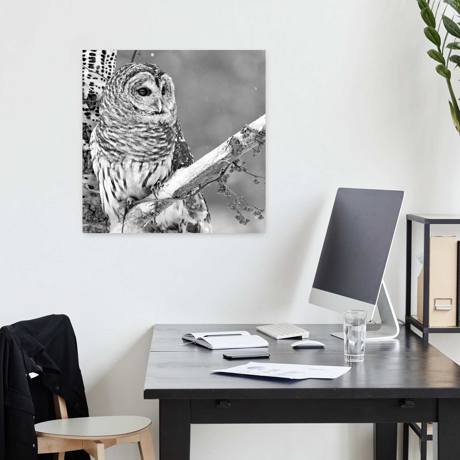 Loon Peak® White Owl Contemporary Bird Owl Wildlife Forest Art | Wayfair
