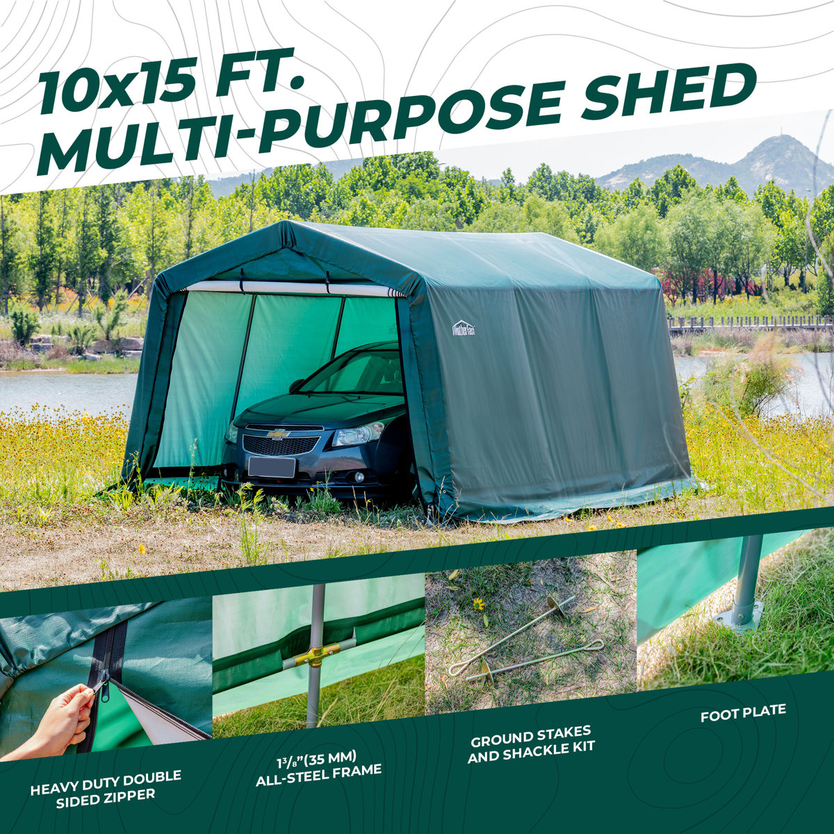 WEATHERFAST Portable Steel Frame Storage Shed Carport & Reviews | Wayfair