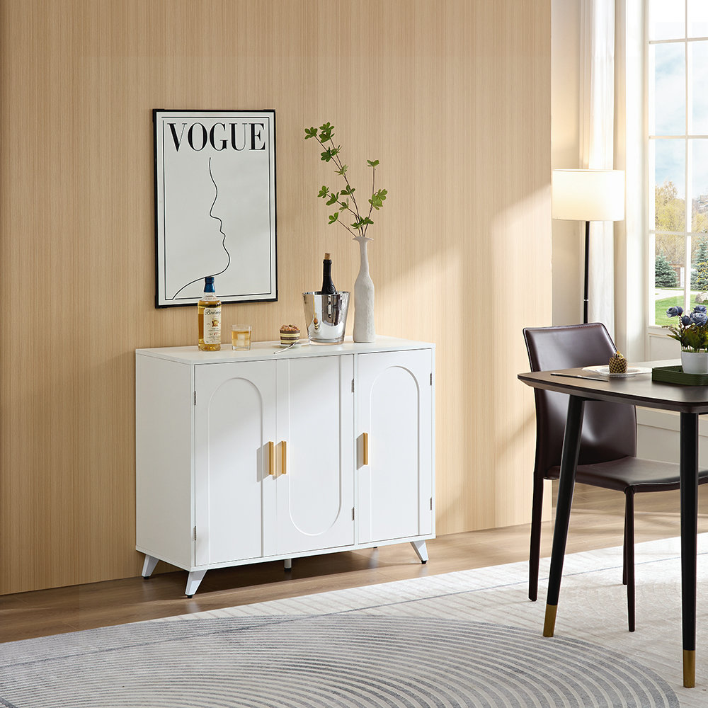 Mercer41 Sideboard Buffet Cabinet With 3 Doors And Removable Shelves ...