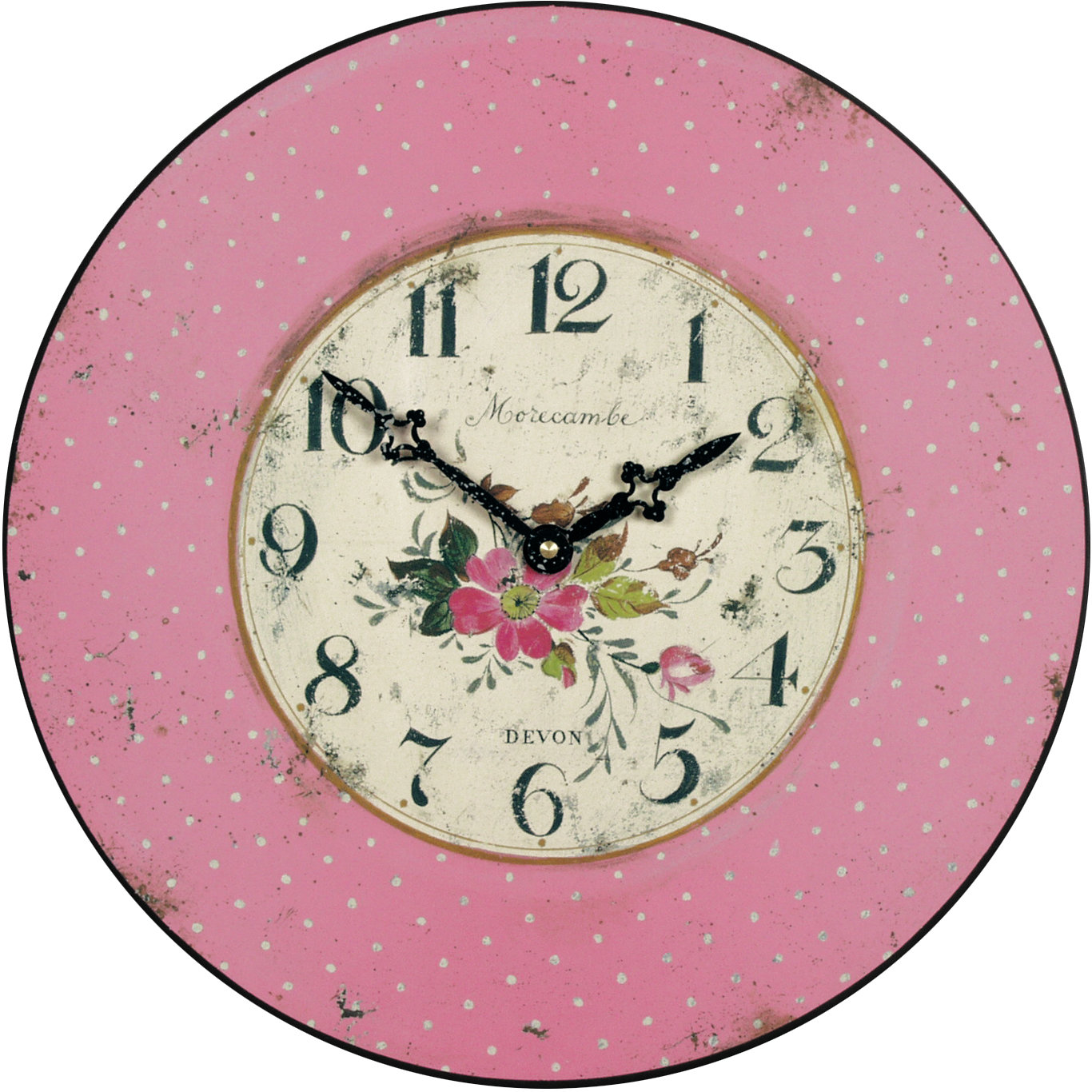 Roger Lascelles Clocks Pink Polka Dot Wall Clock - 36cm | Wayfair.co.uk