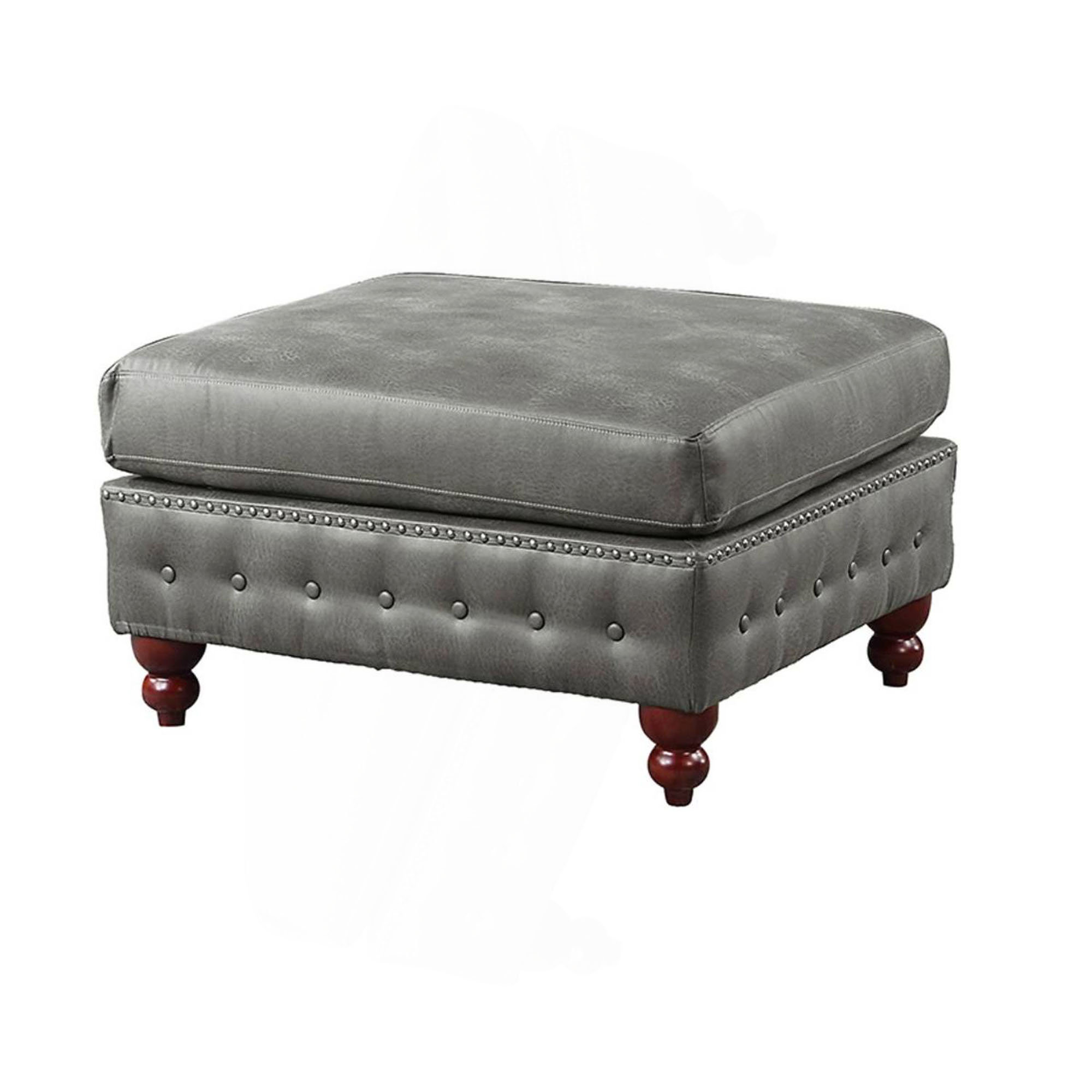 Everly Quinn 1Pc Cocktail Ottoman Slate Breathable Leatherette Tufted ...