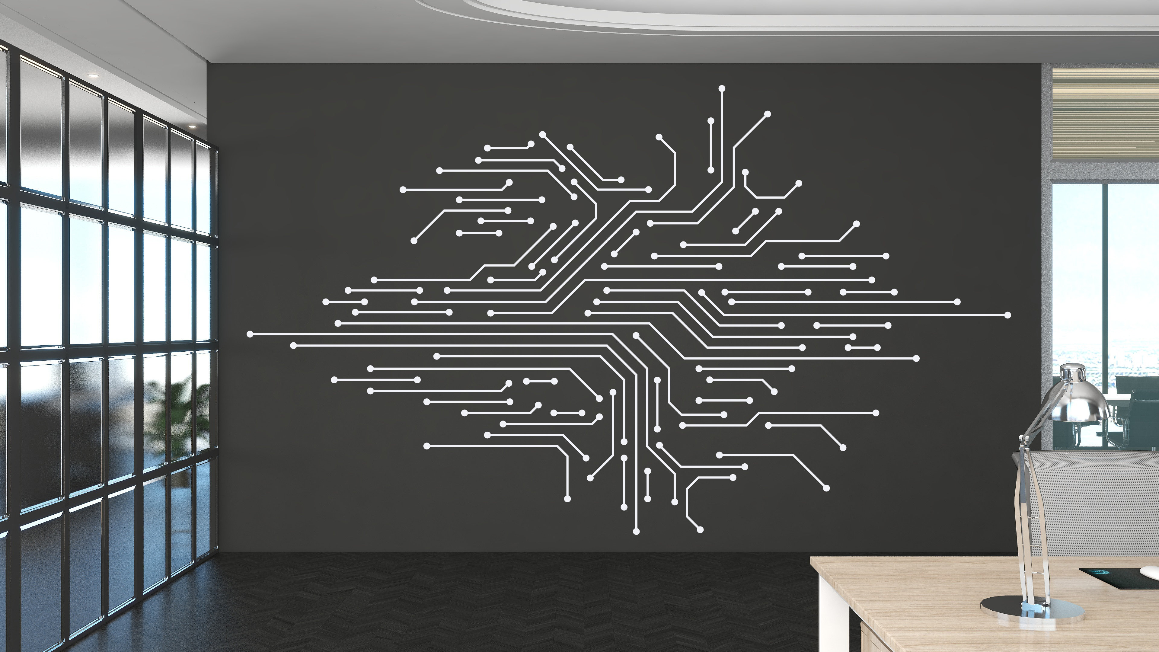 Ivy Bronx Circuit Board Wall Decal, Technology Vinyl Wall Art Decals ...