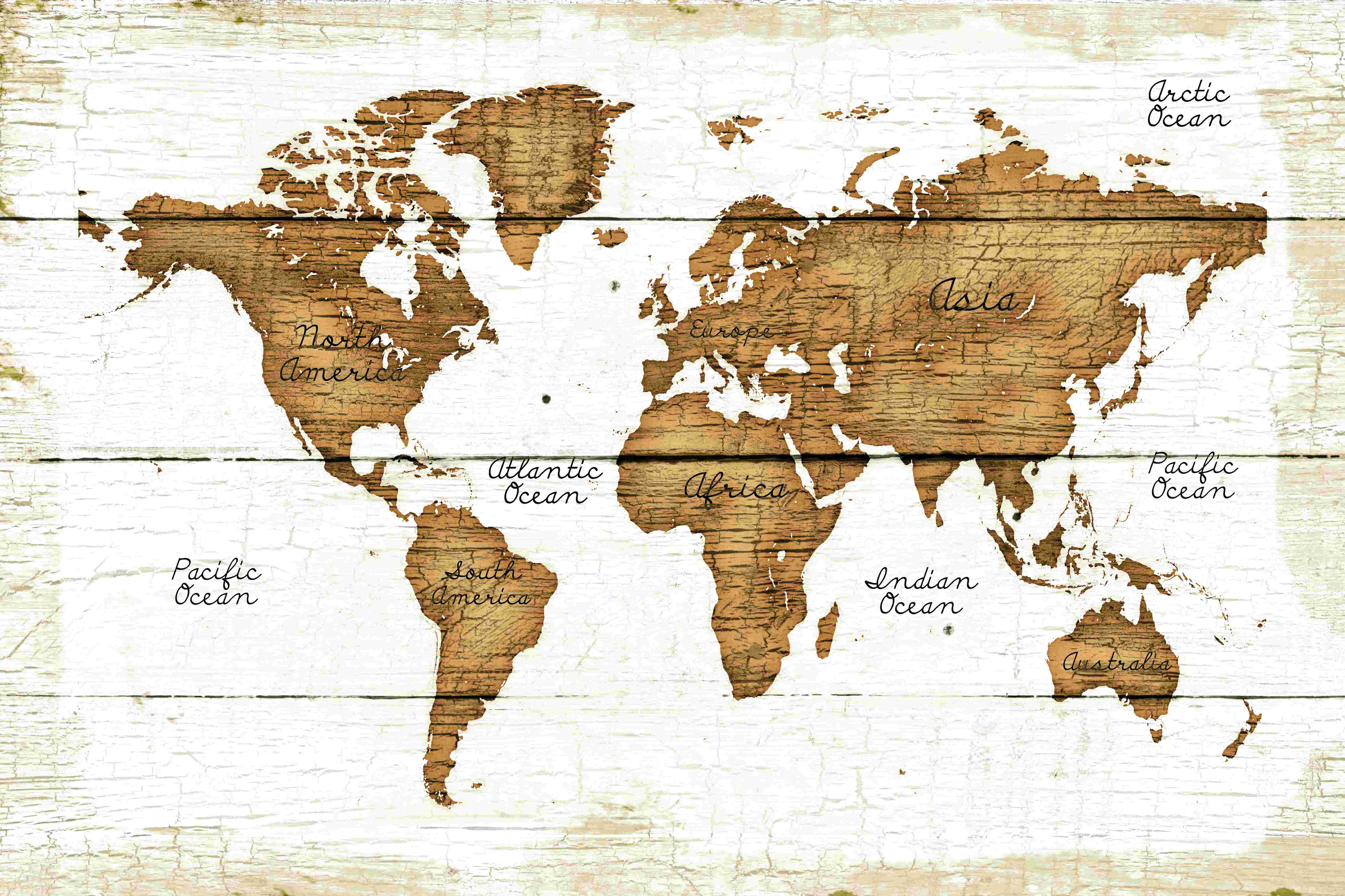 17 Stories World Map Wood On Canvas Print | Wayfair