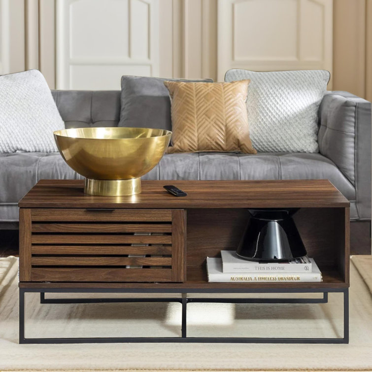 Latitude Run Akshaye Rustic Brown Enclosed Coffee Table with Storage ...