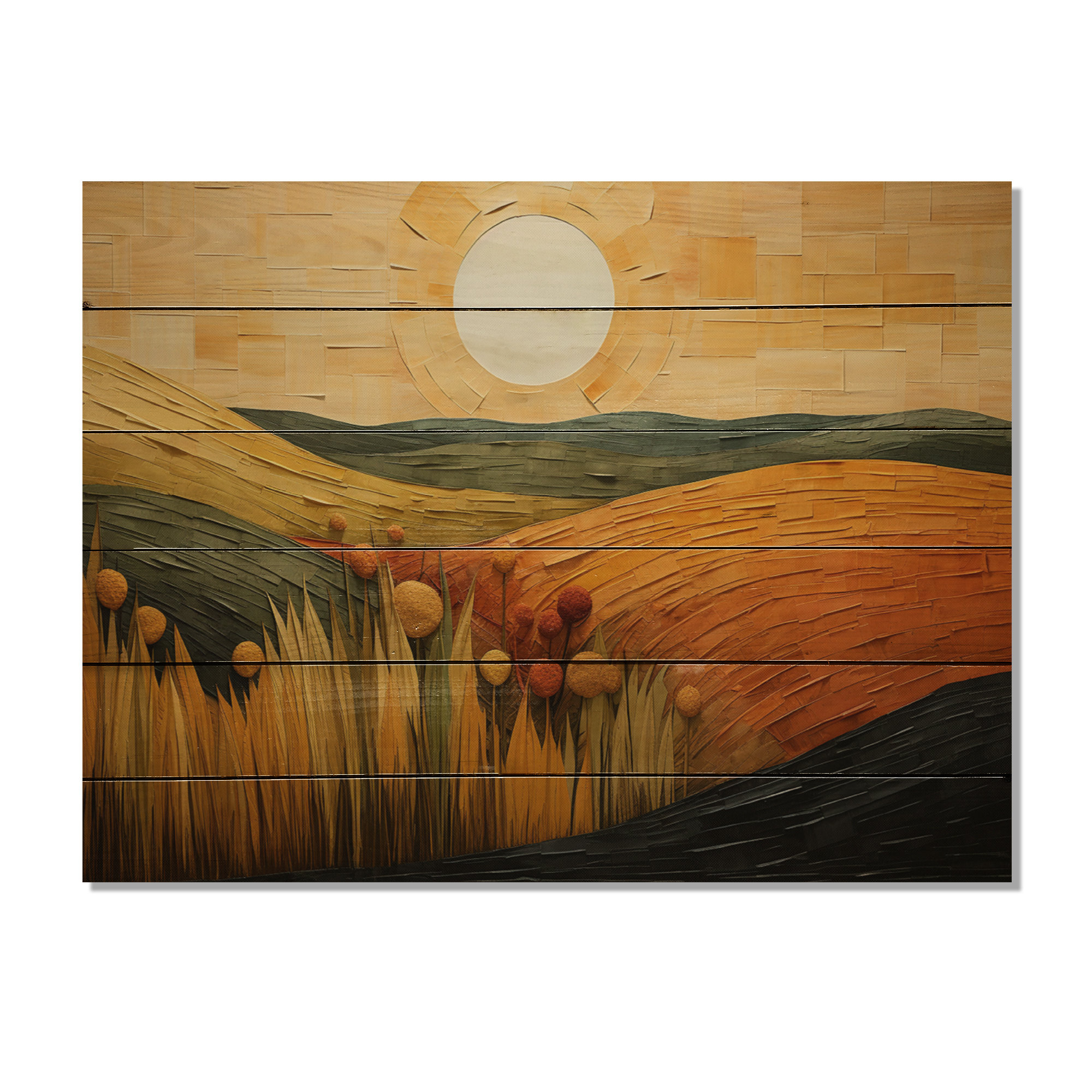 Millwood Pines Bretley Countryside Bold Geometric Plains On Wood Print ...