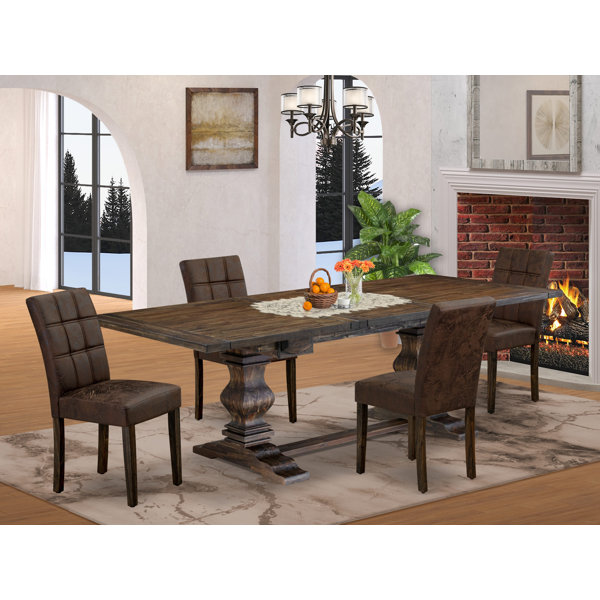 Millwood Pines Chatmon 5 - Piece Extendable Solid Wood Butterfly Leaf ...