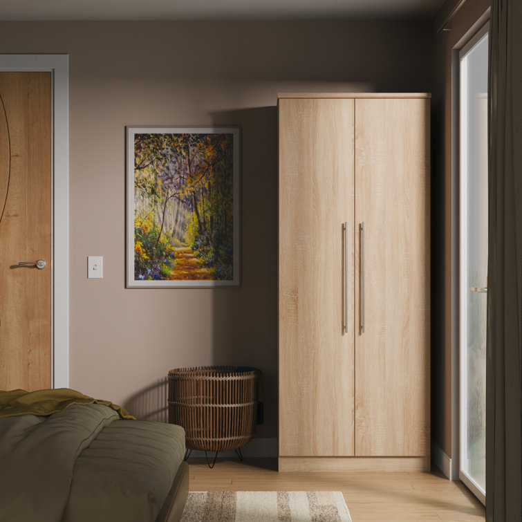 17 Stories Taevyn 2 Door Wardrobe in Bardolino Oak (Ready Assembled ...