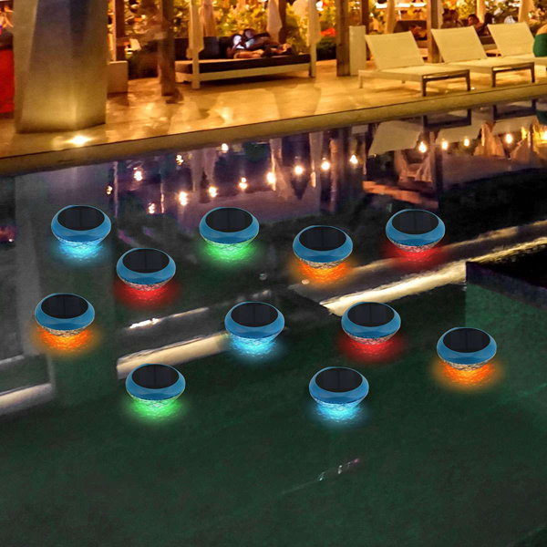 Deago 2.3" Solar Powered Integrated LED Color Changing Outdoor Floating ...