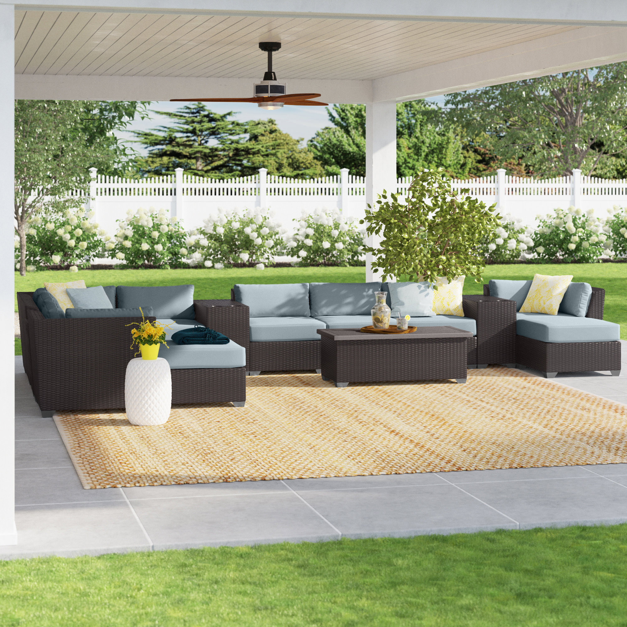 Lark Manor Anastase 9 - Person Outdoor Seating Group with Cushions ...