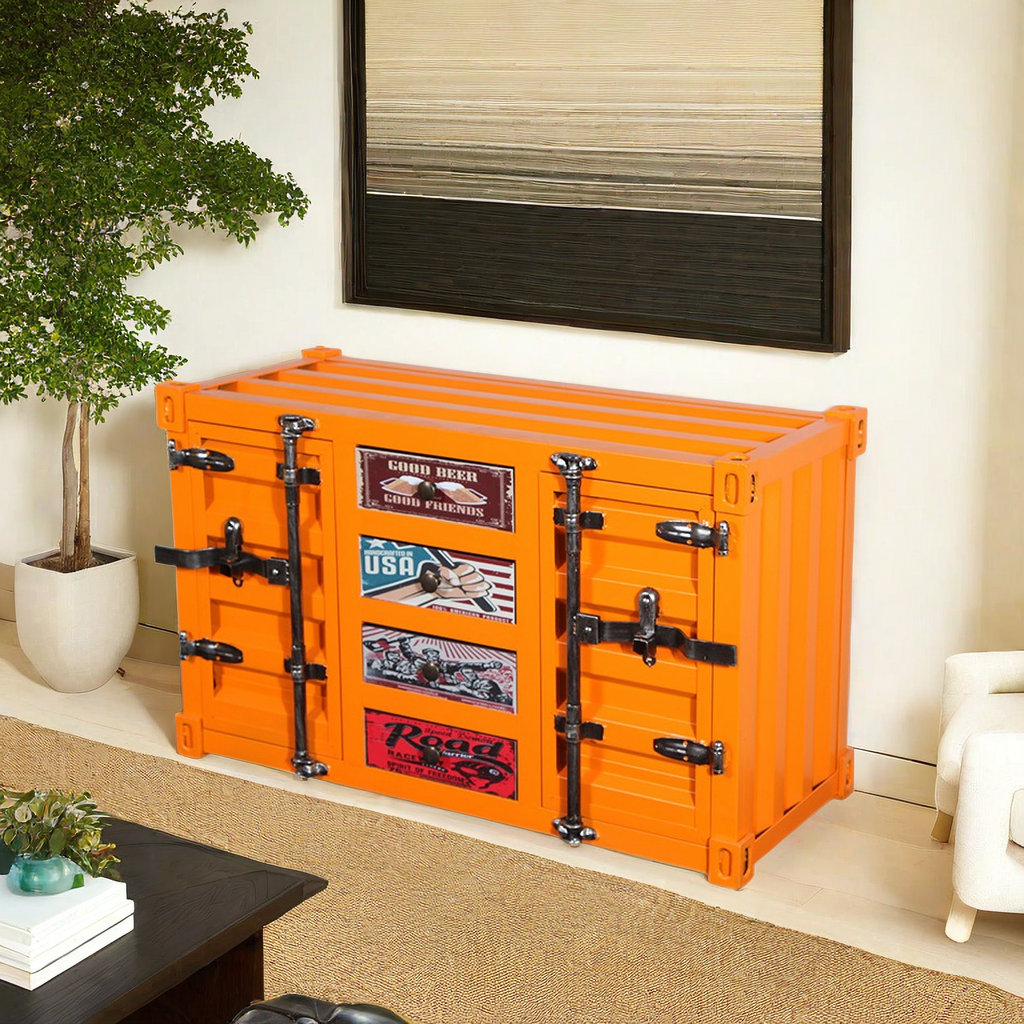 17 Stories Orange Steel Sideboard | Wayfair