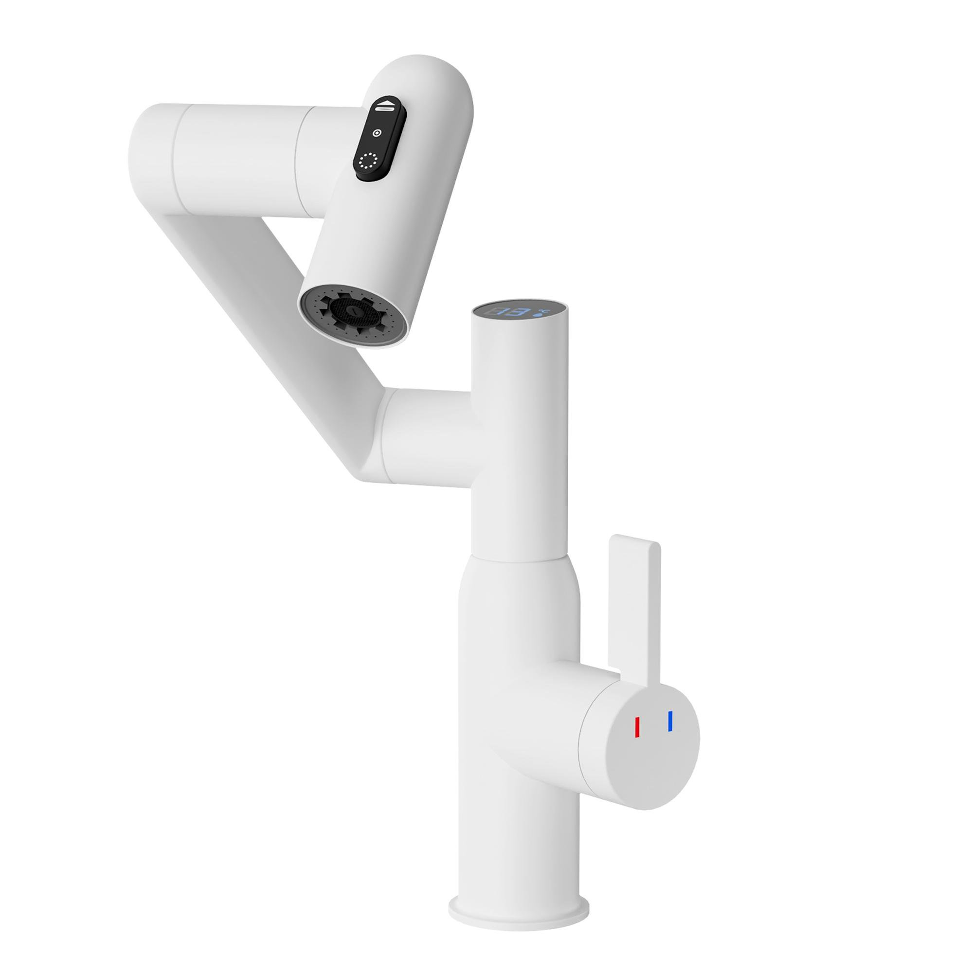 EASTANA Bathroom sink mixer with spray function and temperature display ...