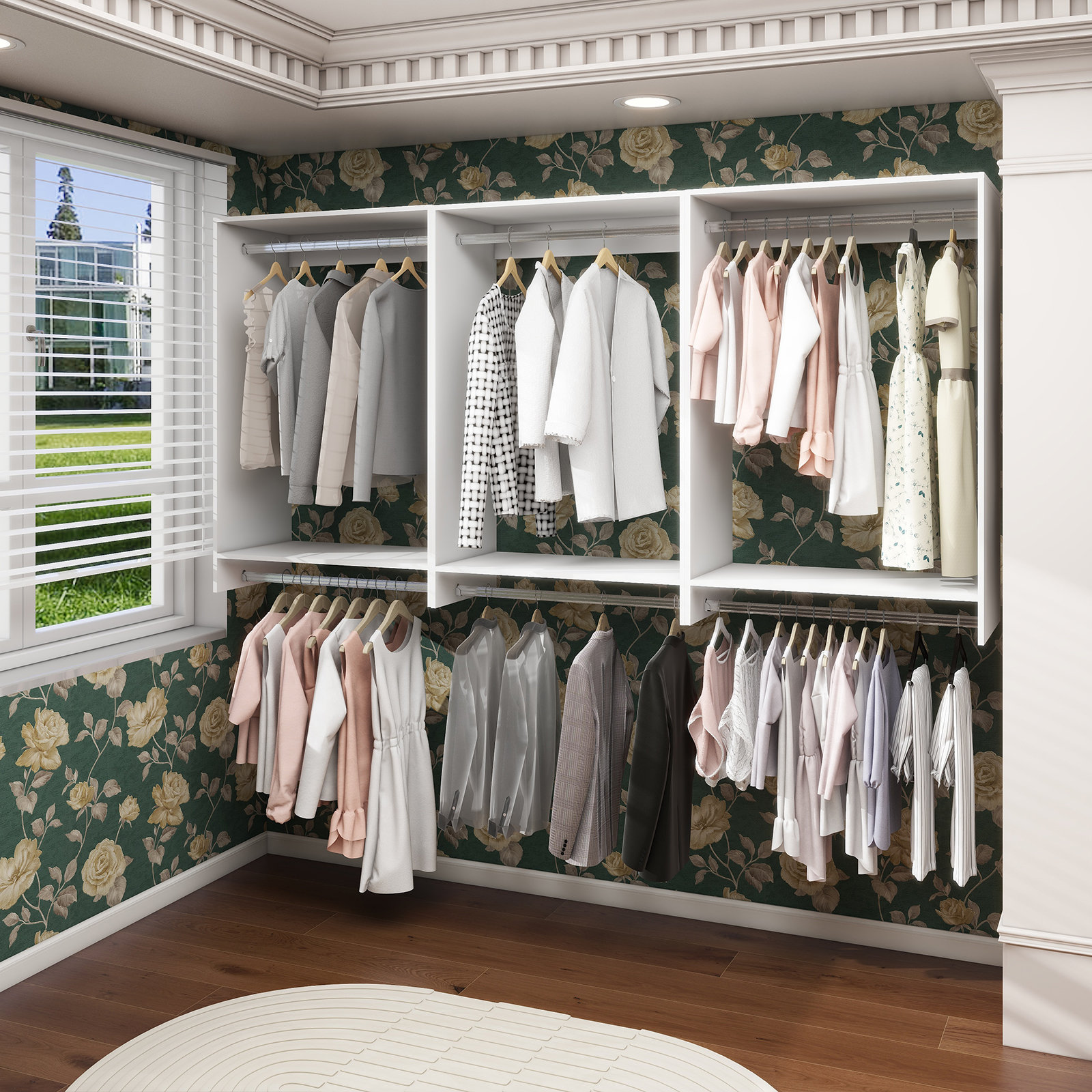 Rebrilliant White Closet Organizer System with 3 Modular Units | Wayfair