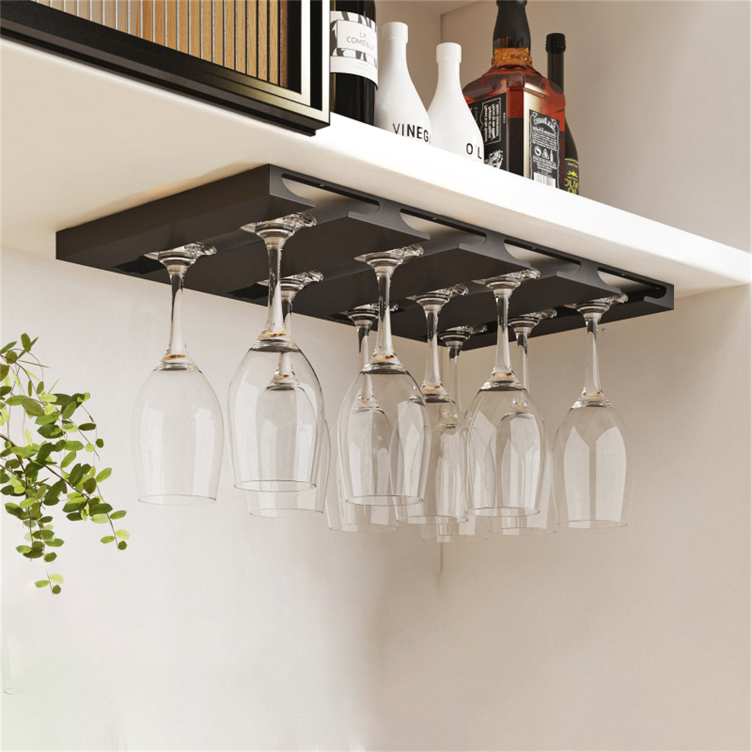 Latitude Run® Nazif Wall Mounted Wine Glass Rack Black | Wayfair