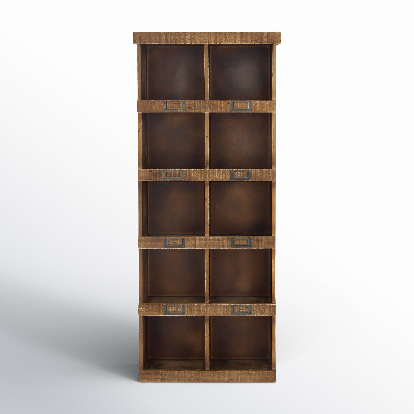 Birch Lane™ Ferncliff Brown Wood 10 Cubby Wall Shelf 18" x 7" x 42 ...