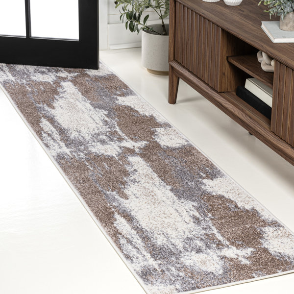 17 Stories Izaki Contemporary Bohemian Abstract Marble Brown/Cream Rug ...