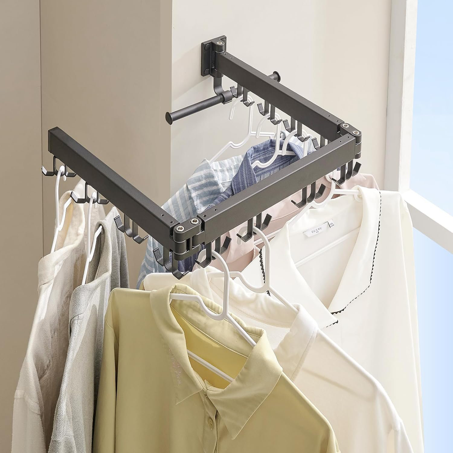 Rebrilliant Clothes Drying Rack Wall Mounted, Folding Clothes Drying ...