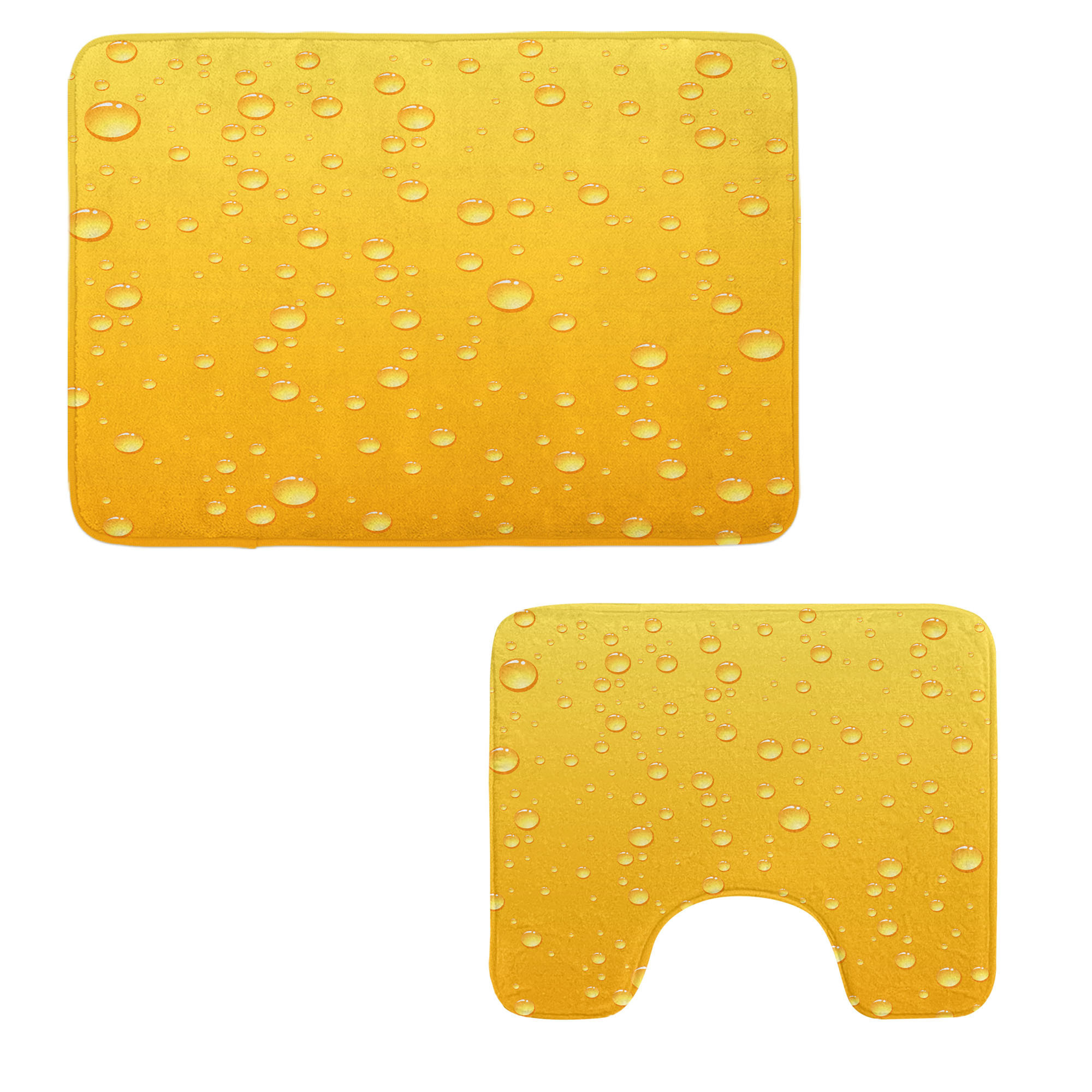 Dakota Fields Yellow Bathroom Rug Set 2 Pieces Rectangle & Contour Mats ...