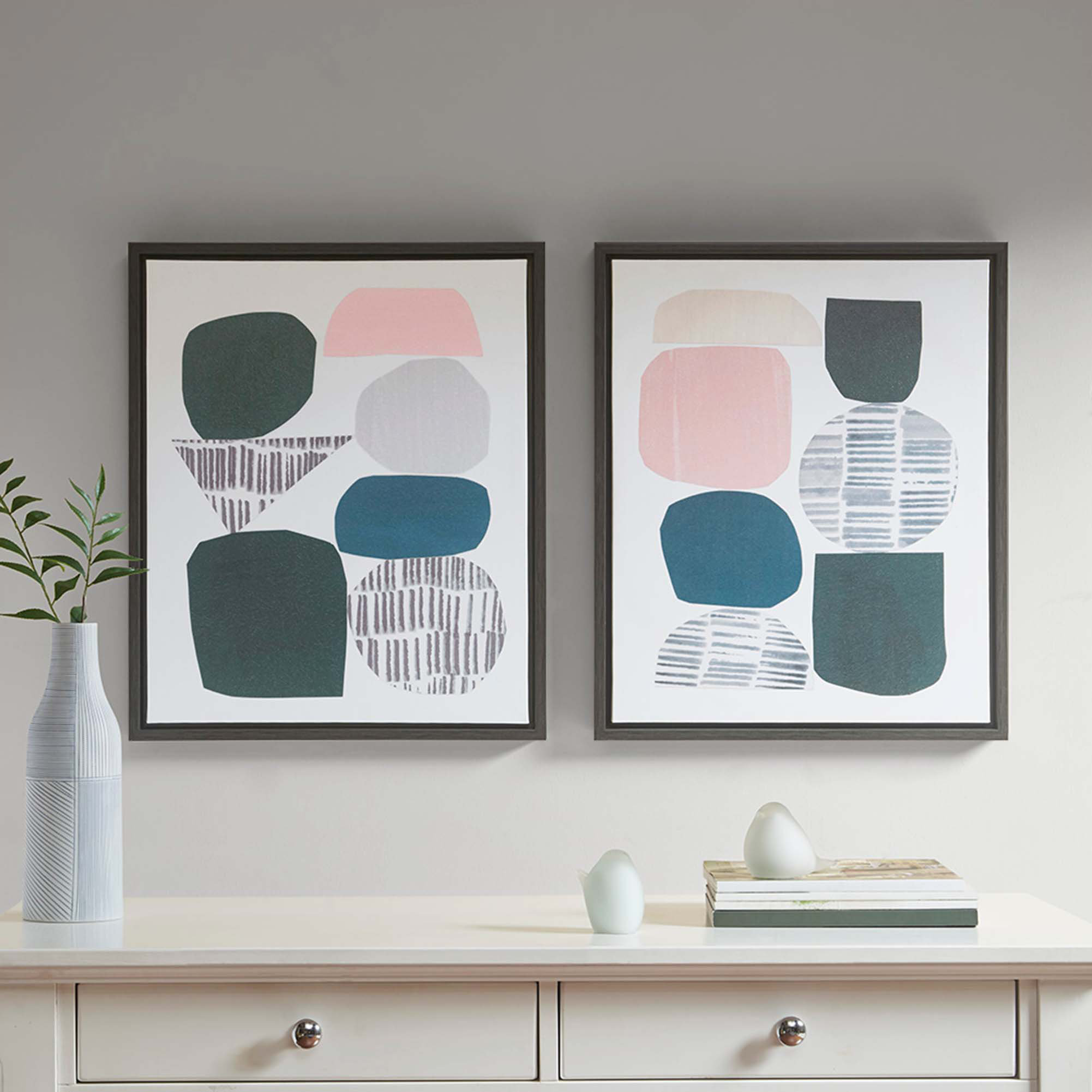 George Oliver Rock Garden Gel Coat Framed Canvas 2 Piece Set | Wayfair