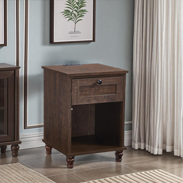 Lark Manor Parthenia 16'' Wide Country-Style Bedside Table With 1 ...