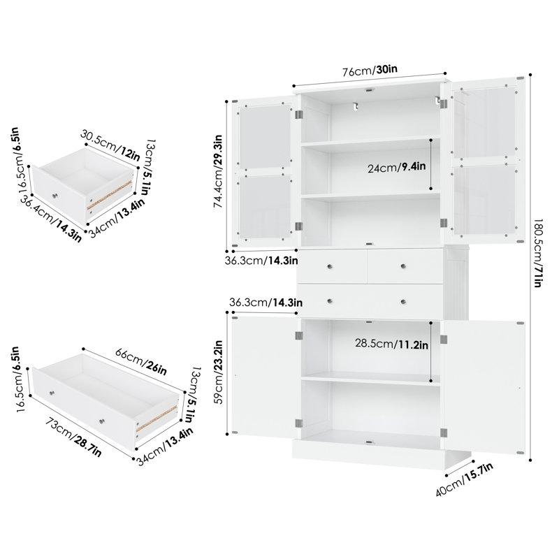 Red Barrel Studio® 70.9" Freestanding 3 Drawers Bathroom Storage ...