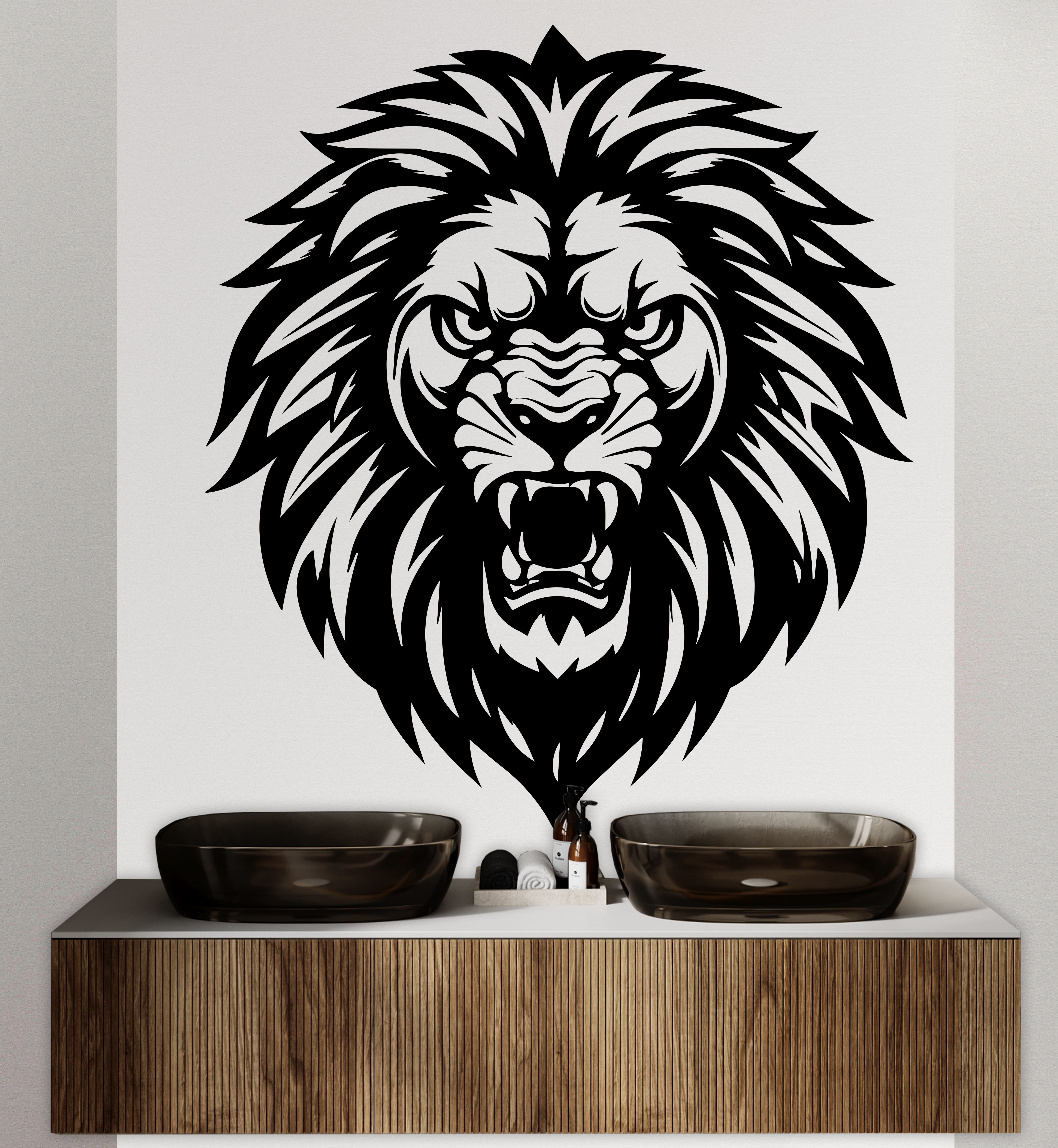 Bungalow Rose Lion Angry Wall Decal Animal Wall Decor Safari Lion Wall ...