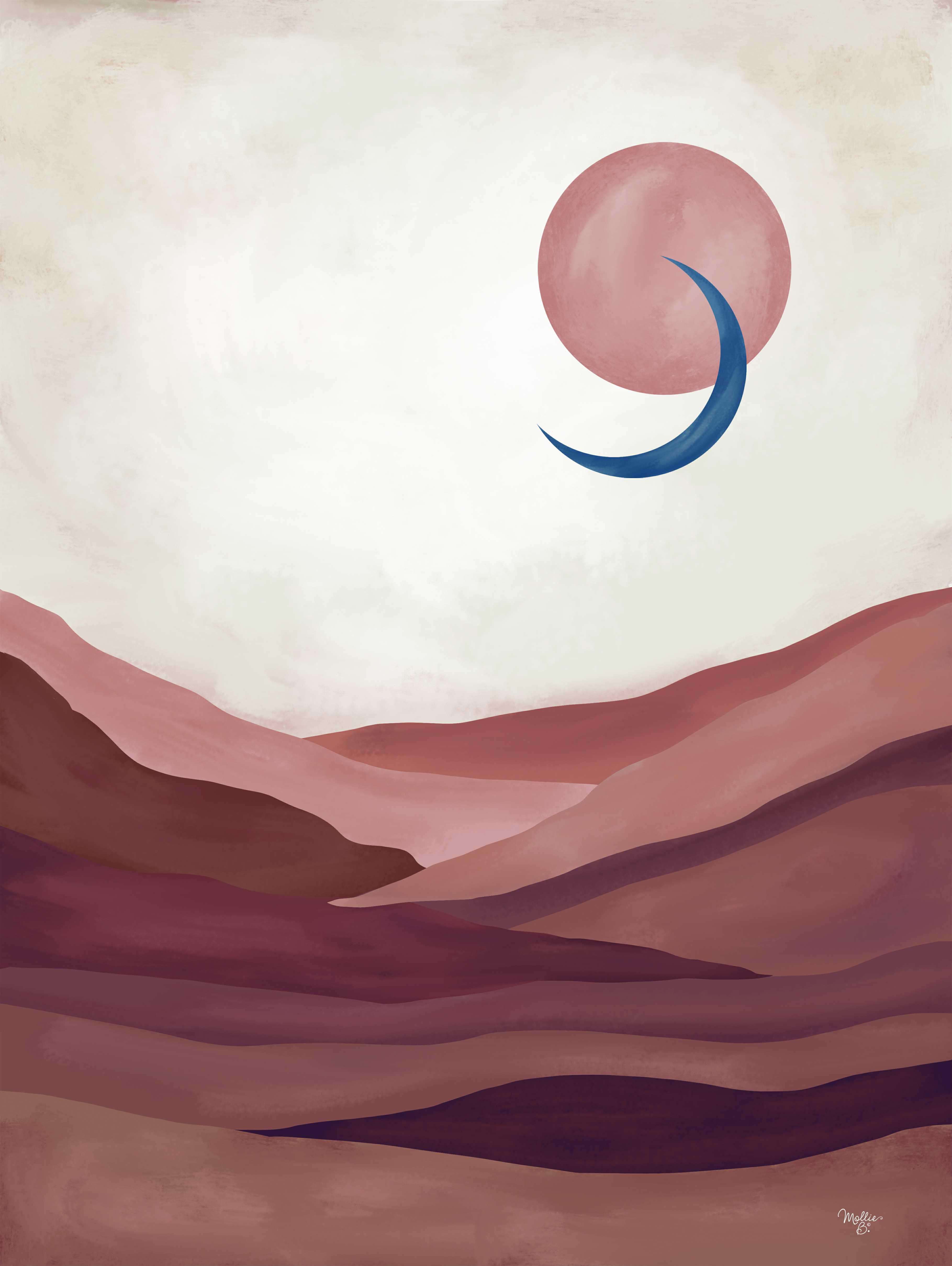 George Oliver Desert Sun and Moon by Mollie B. - Wrapped Canvas Graphic ...