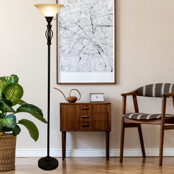 LIGHTACCENTS Lampe torchère sur pied 72 po avec abat-jour en verre ...