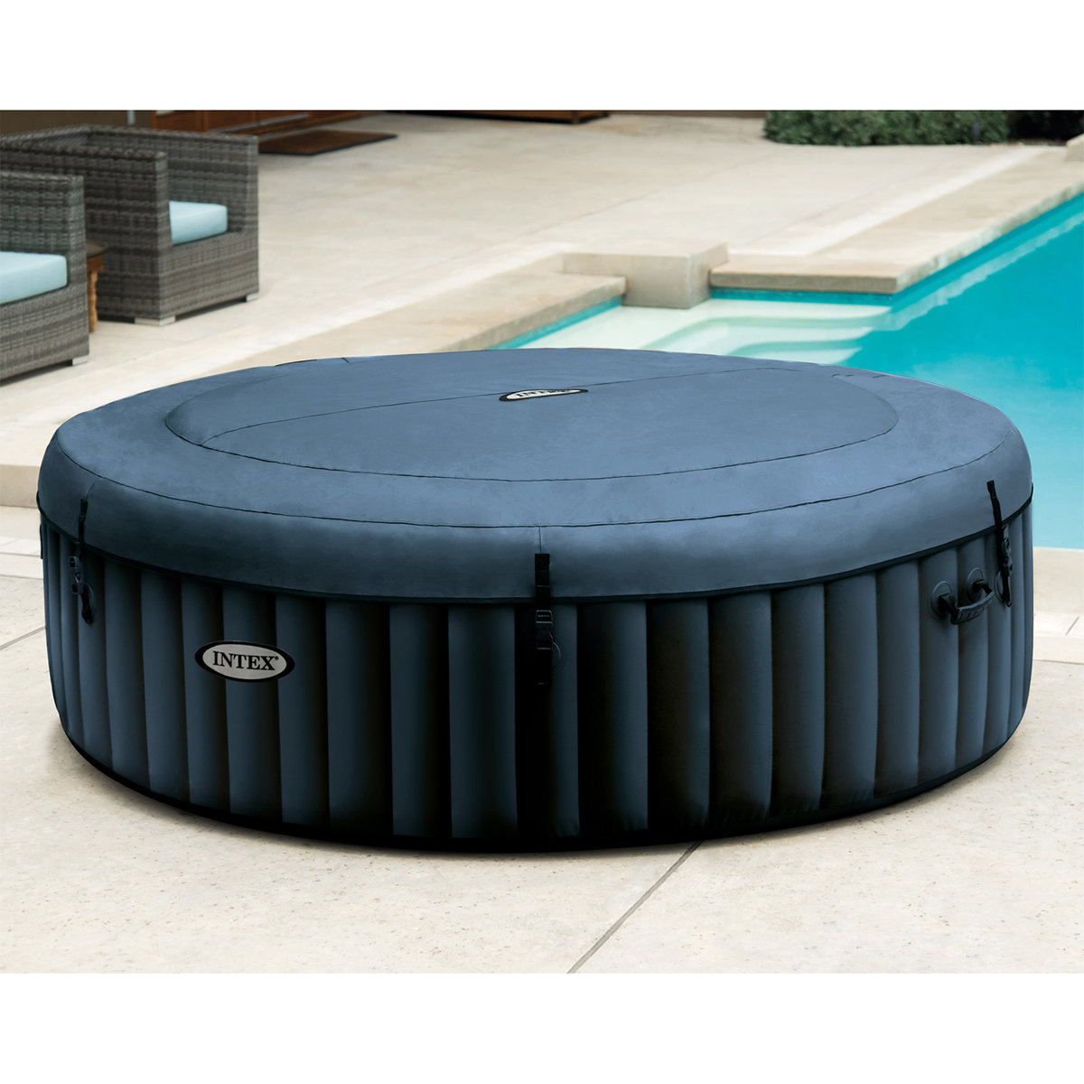 Intex Purespa Plus Portable Inflatable Spa, W/ 4 Foam Headrest Pillows ...