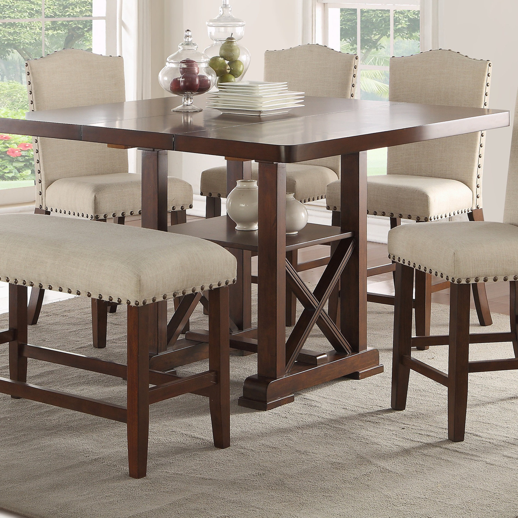 Canora Grey Classic Contemporary 7pc Counter Height Dining Set | Wayfair
