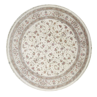 Bokara Rug Co., Inc. Hand-Knotted High-Quality Ivory and Ivory Round ...