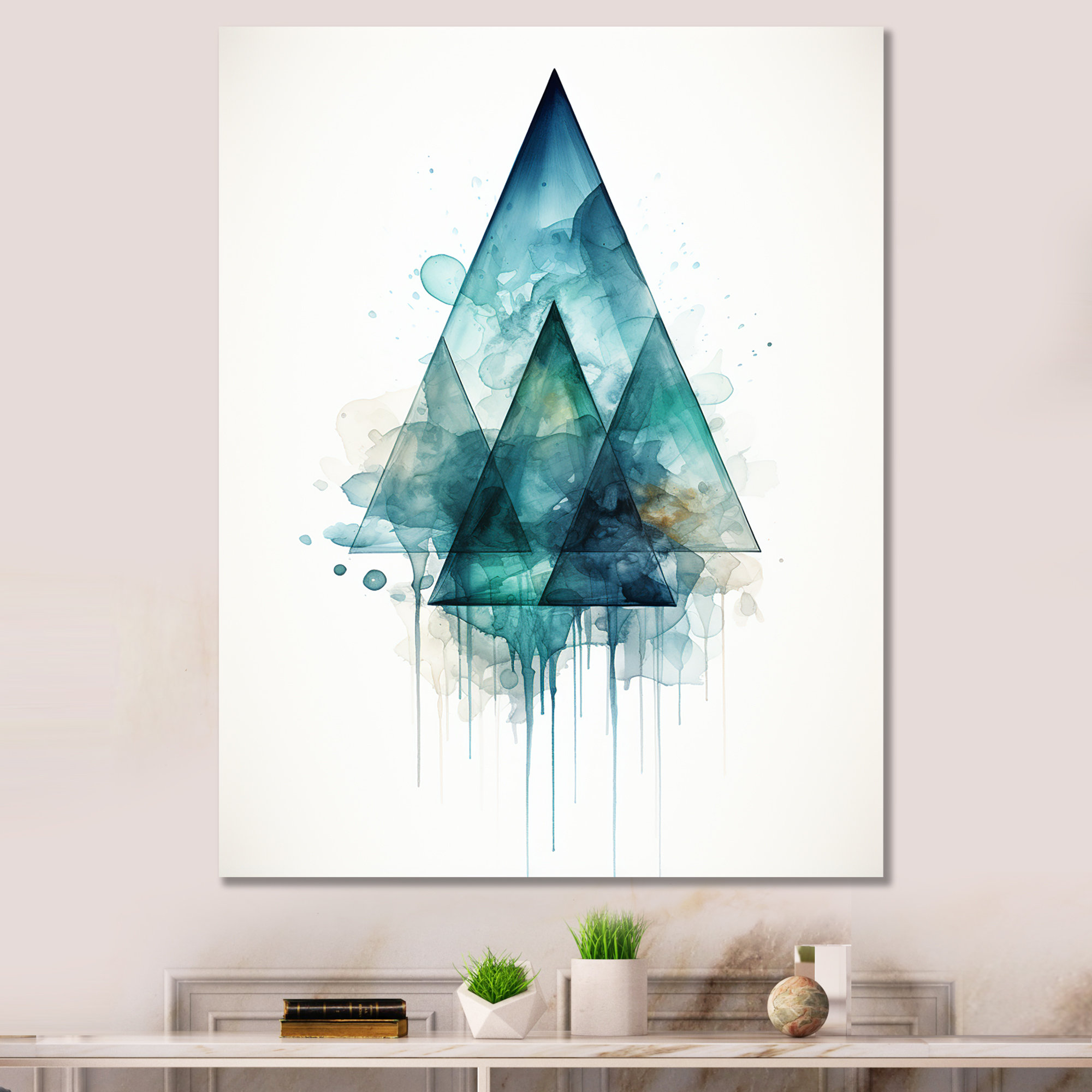 George Oliver Emerald Blue Echos Of Pyramid - Abstract Wall Art Decor ...