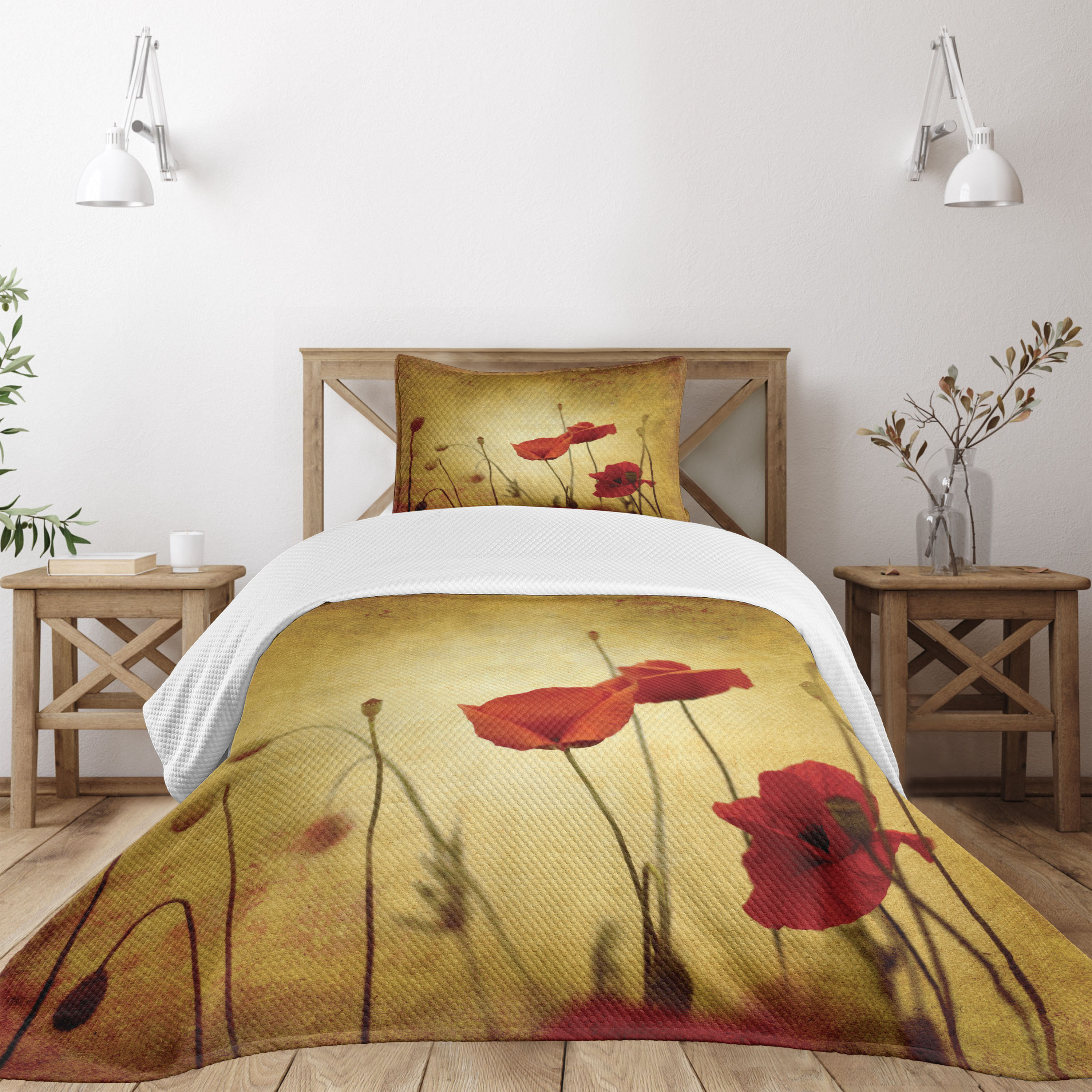 Ambesonne Vintage Bedspread Poppy Flowers Bohemian | Wayfair