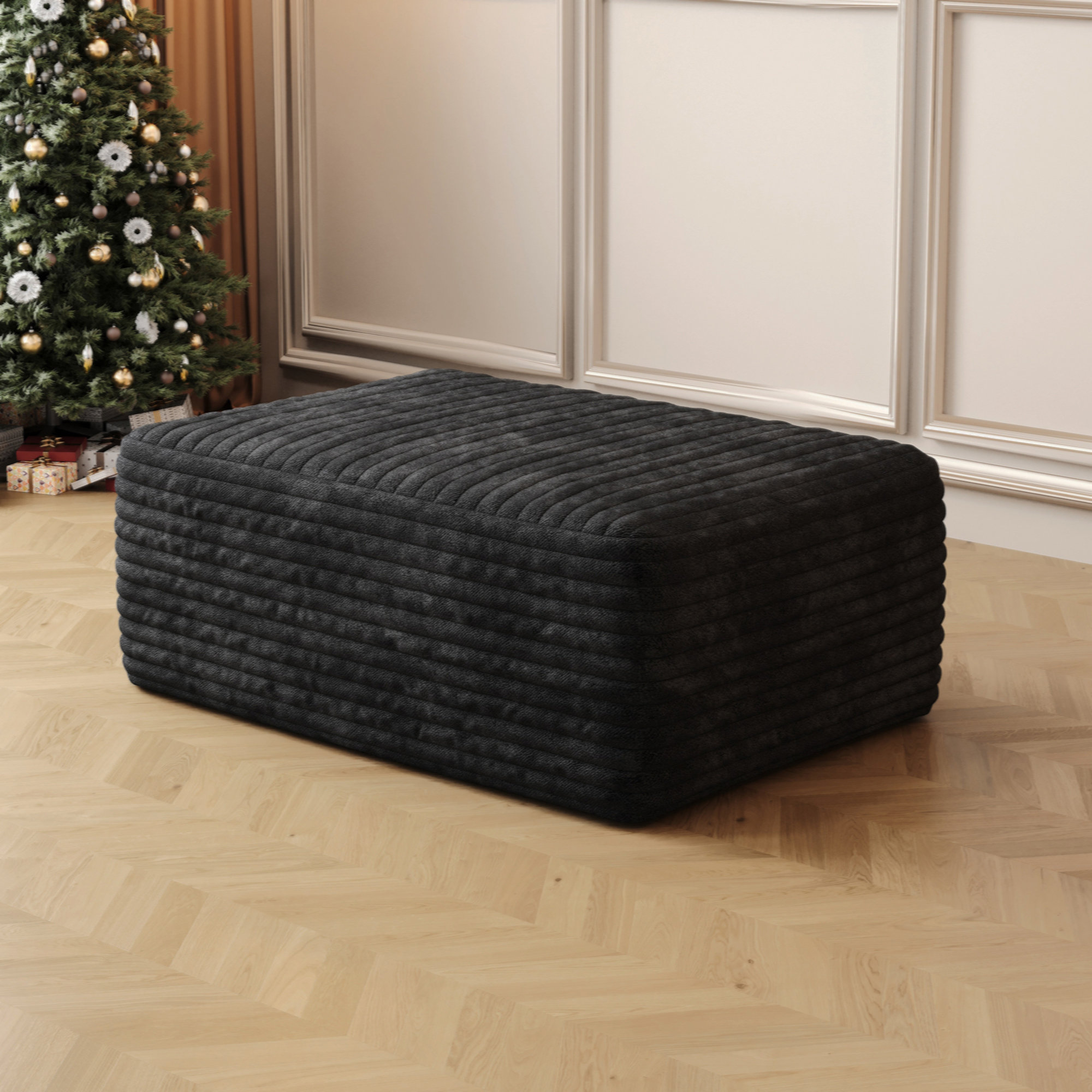 Mercer41 Corduroy Sofa Ottoman with Foam-Filled, No Assembly Required ...