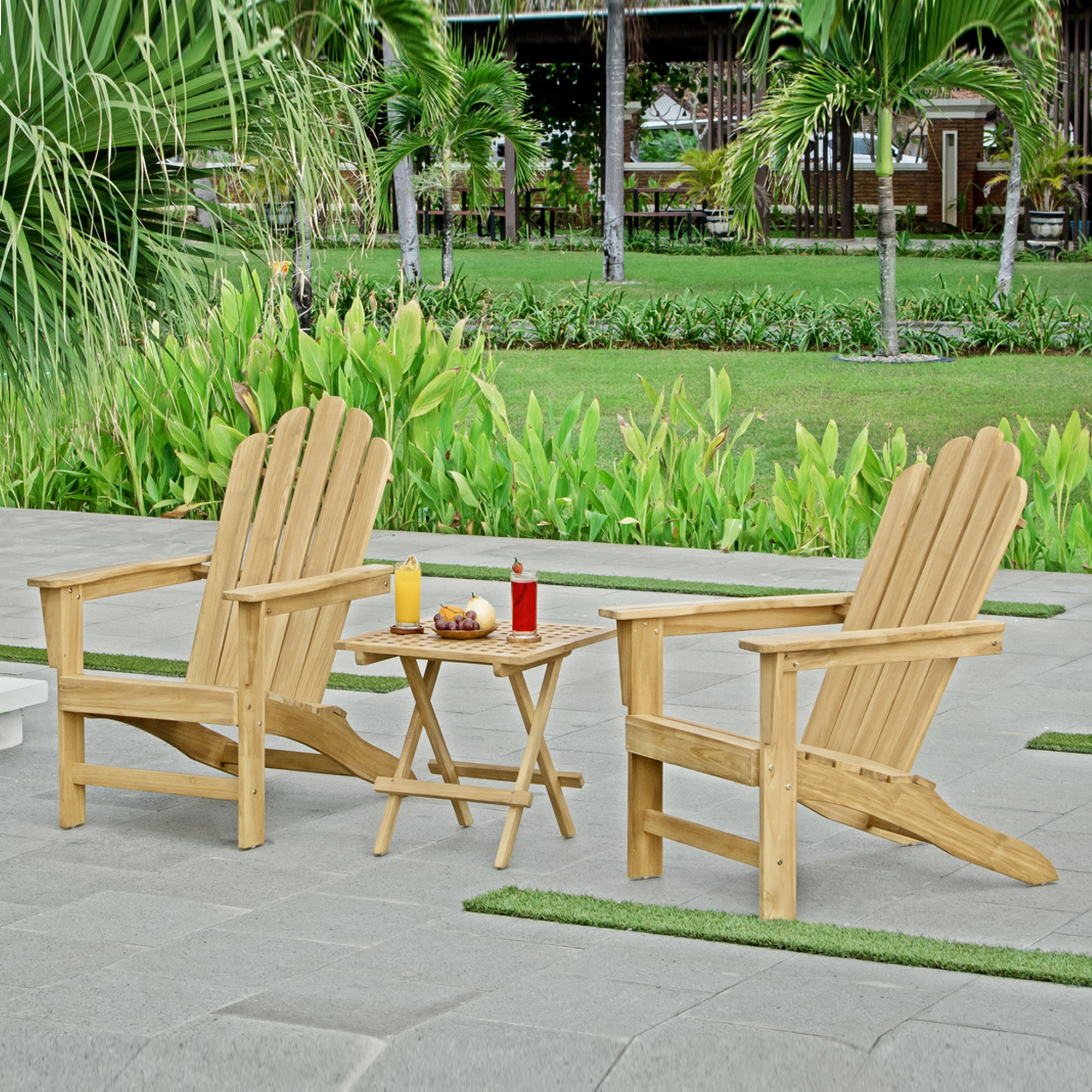 Rosecliff Heights Teak Adirondack Chair Set with Table 3PCS | Wayfair