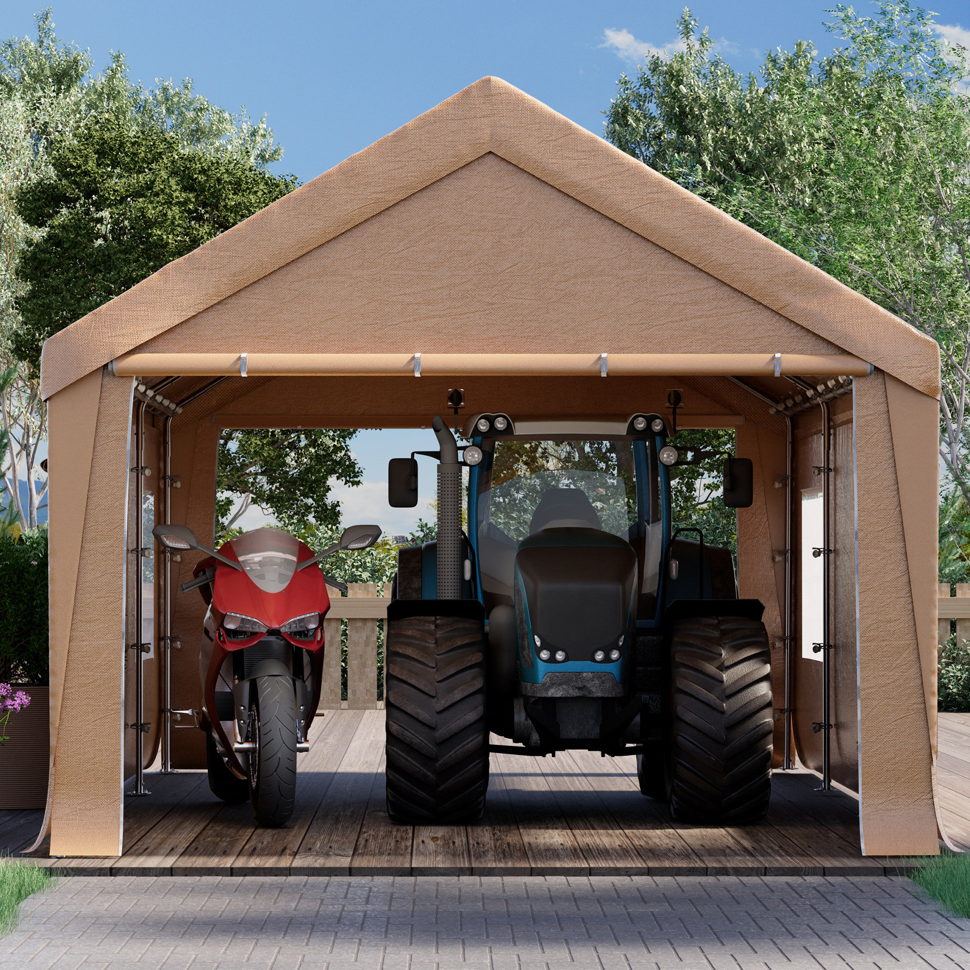 EROMMY 10x20ft, Car Canopy Portable Garage, Heavy Duty Car Port With ...