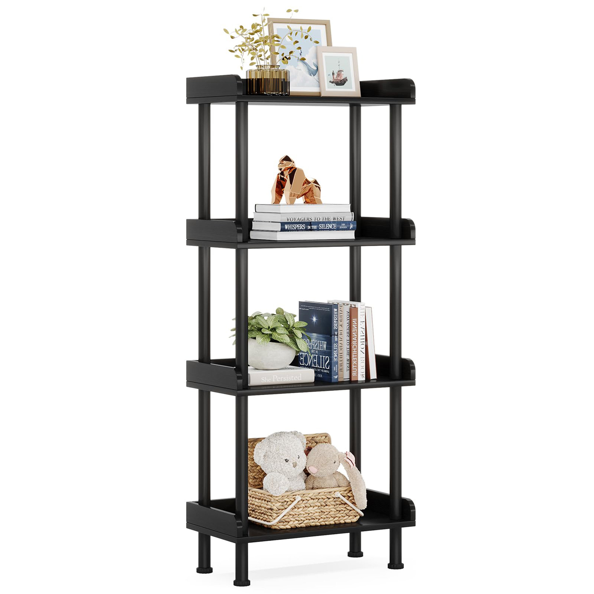 17 Stories 4 layers wooden bookcase industrial bookshelf | Wayfair