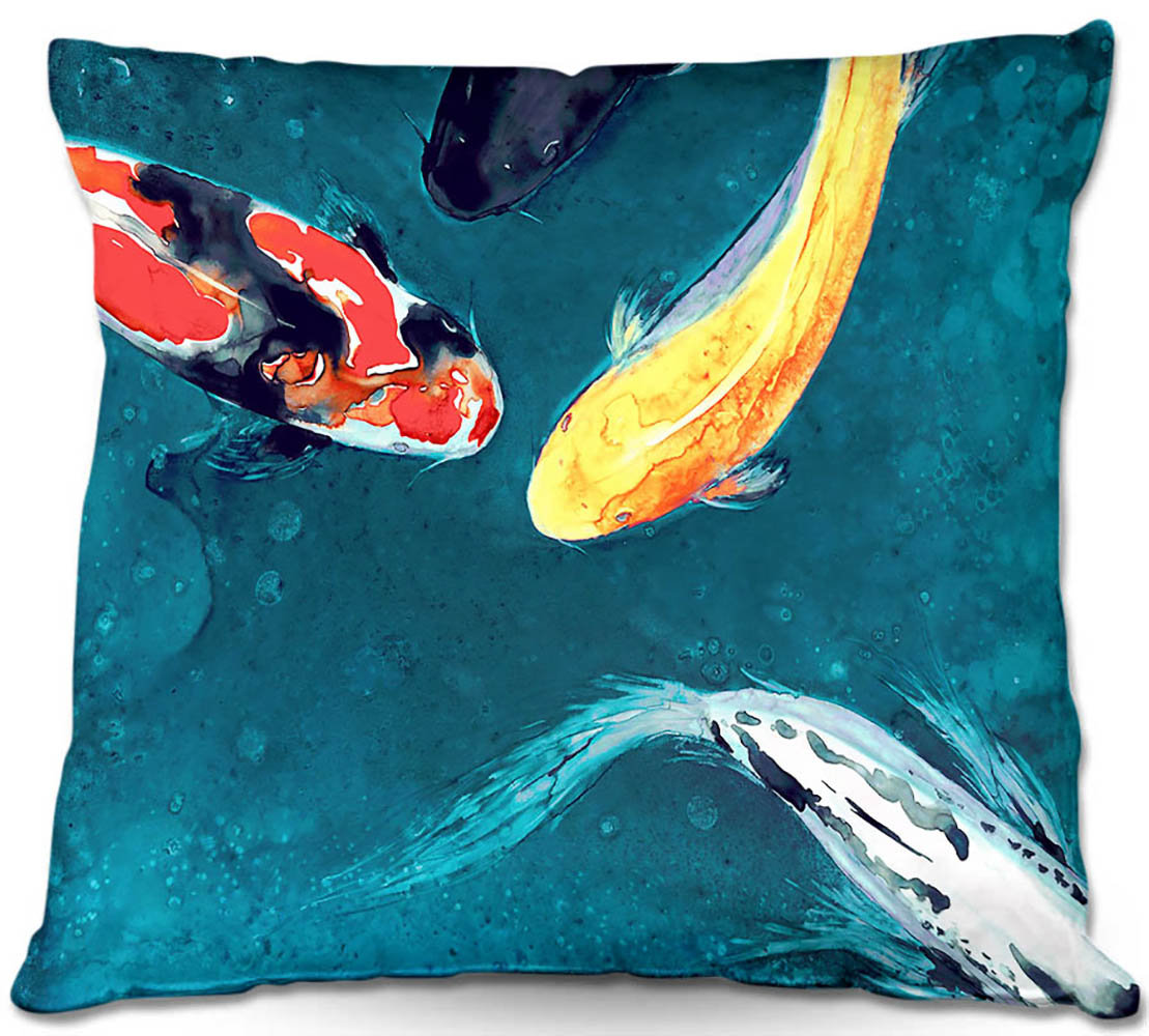 DiaNoche Designs Couch Water Ballet Koi Fish Throw Pillow | Wayfair
