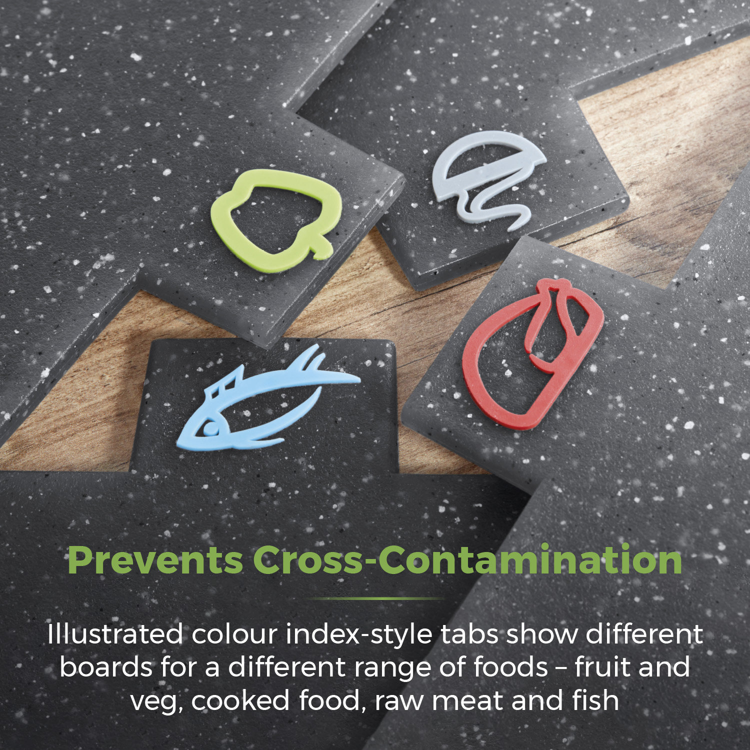 Tower T847042 4pce Chopping Board Set with Stand, Grey/Fleck Design ...