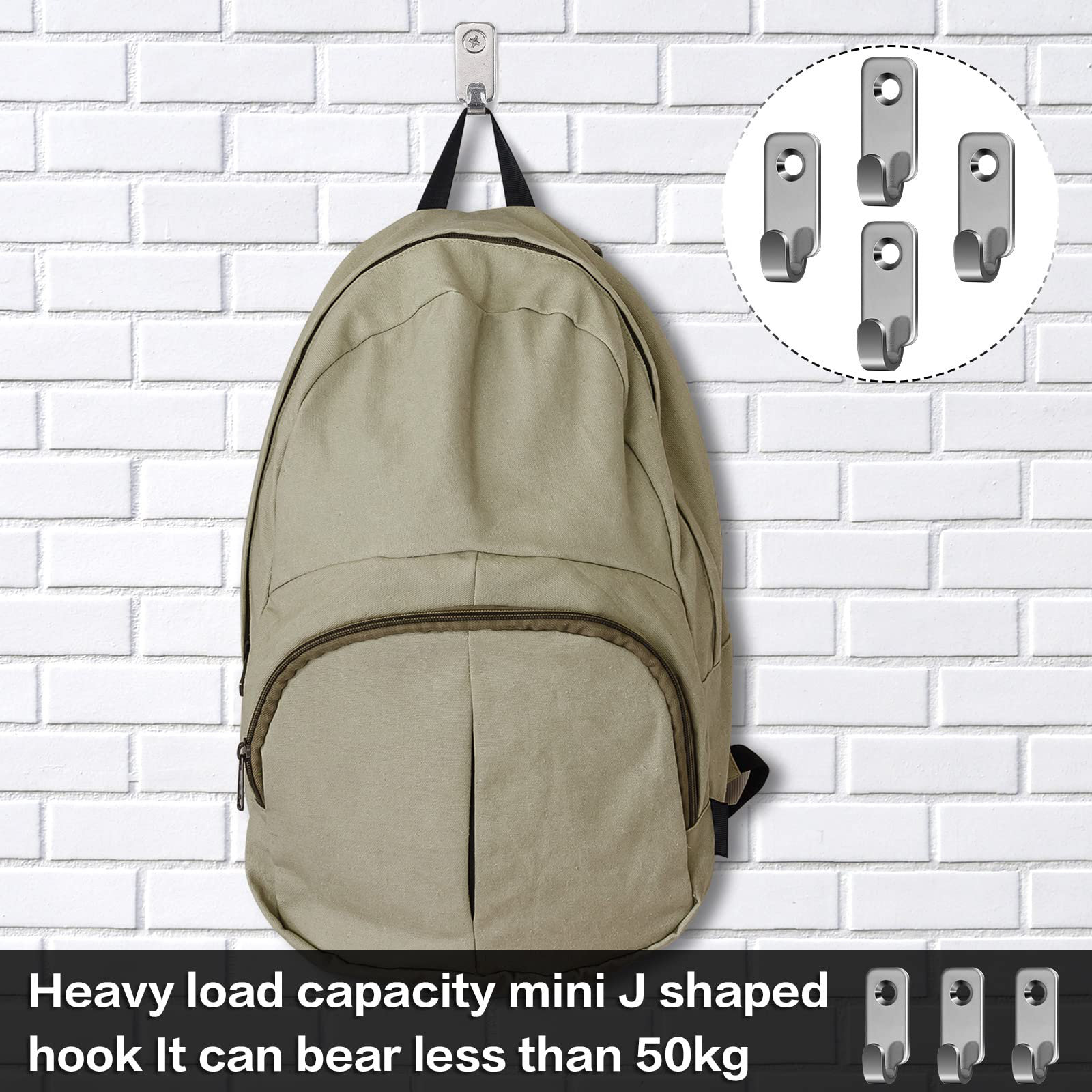 FEIYAN 25 Pcs Wall Mount Hooks J Hooks For Hanging Mirror Hanging ...