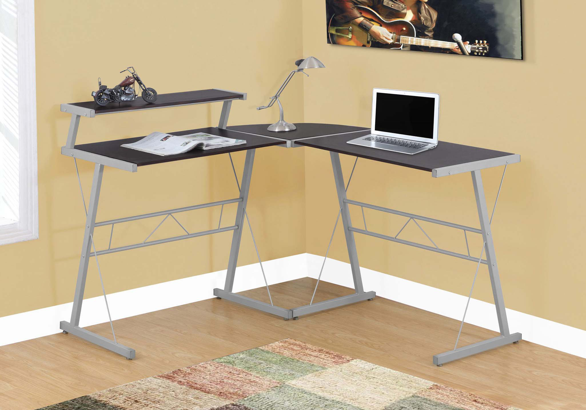 Blendoi Brooke Computer Desk, Home Office, Corner, L Shape, Work, Laptop, Brown Laminate, Grey ...