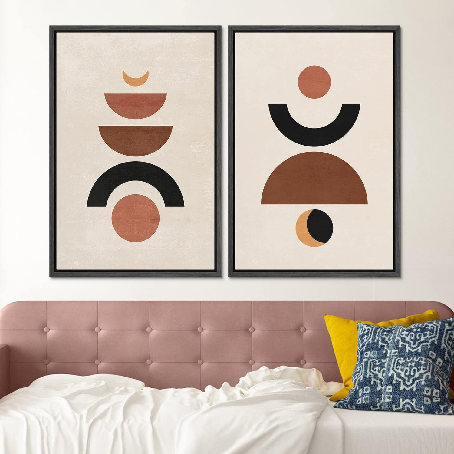 wall26 Mid-Century Geometric Semi Circle Polygon Abstract Shapes Modern ...