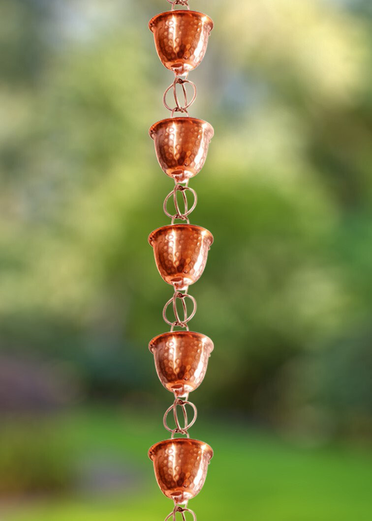 Monarch Rain Chains Pure Copper Hammered Cup Rain Chain Replacement ...